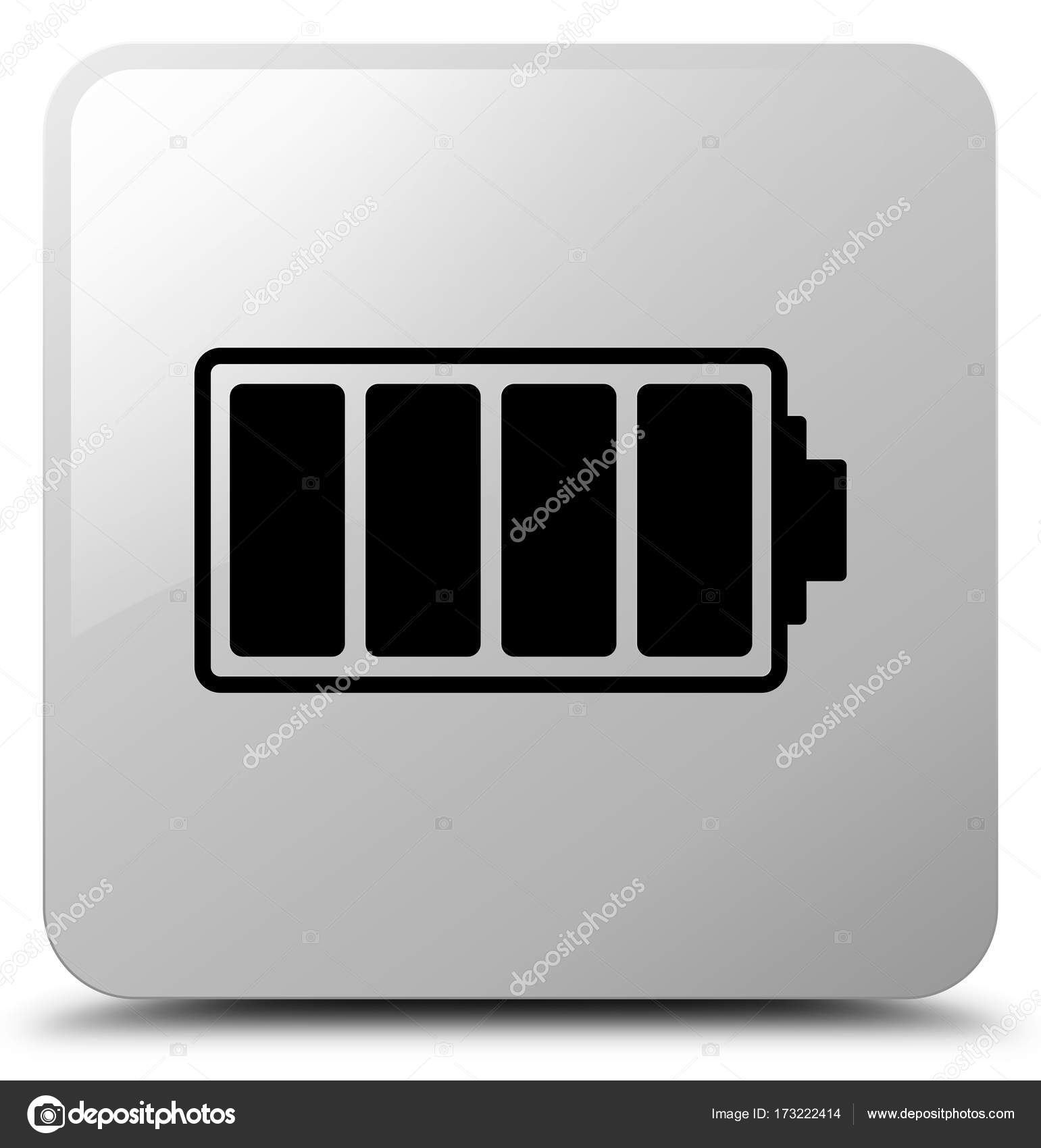 Battery icon white square button — Stock Photo © FR_Design #173222414