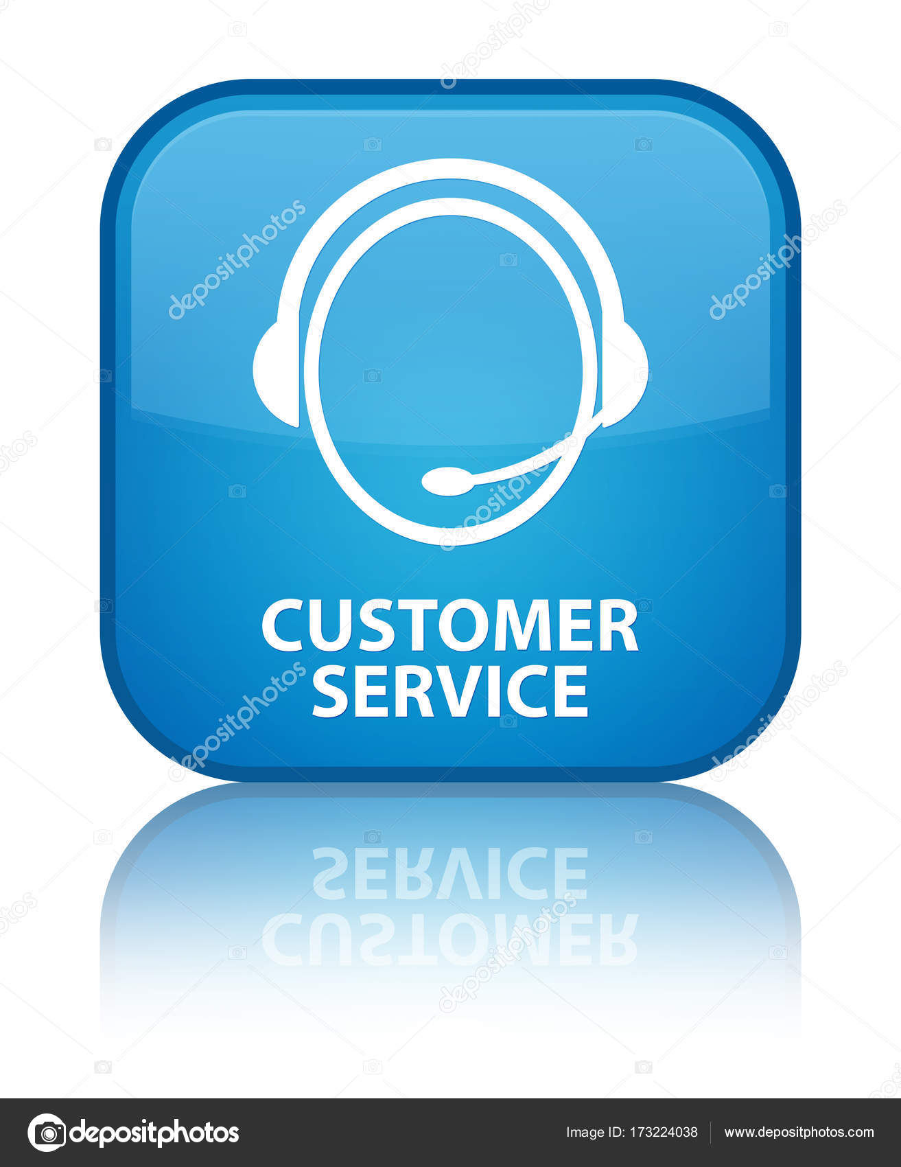 Customer service (customer care icon) special cyan blue square b ...
