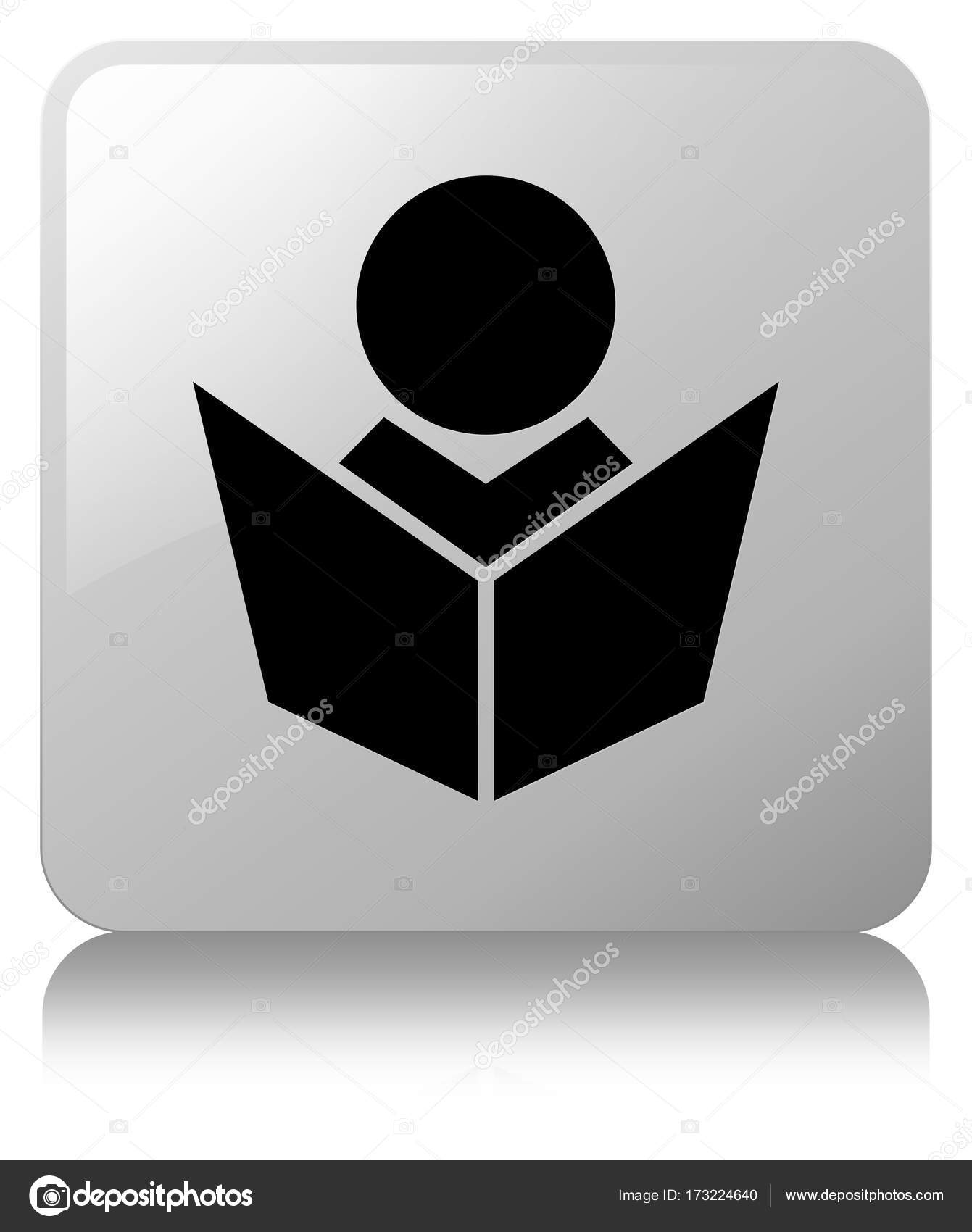 Elearning icon white square button — Stock Photo © FR_Design #173224640