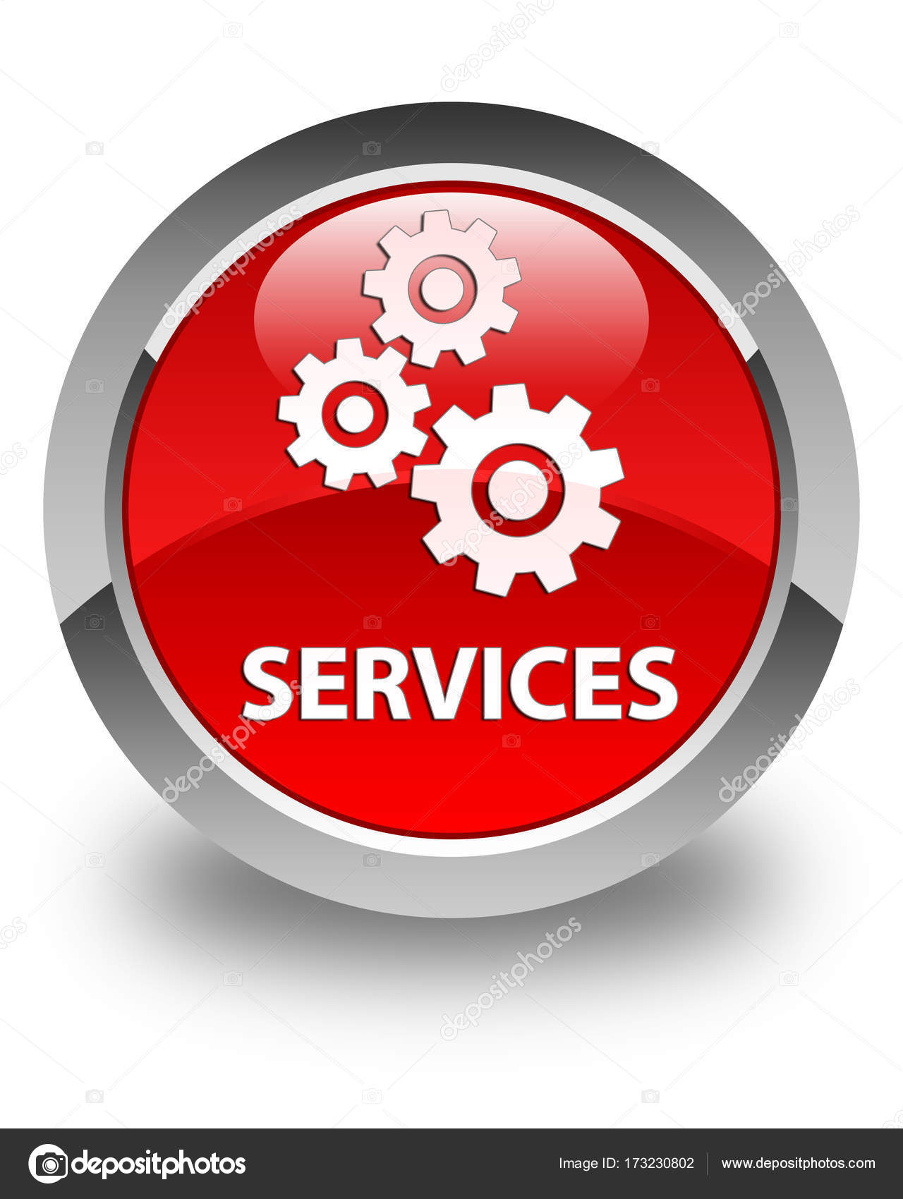 Services (gears icon) glossy red round button — Stock Photo © FR_Design ...