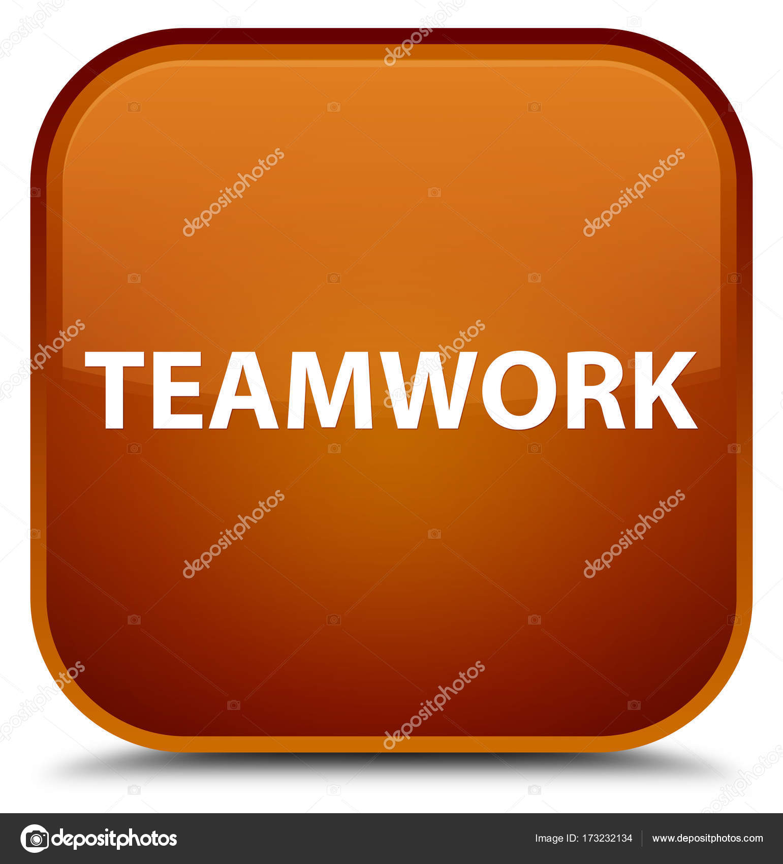 Trabajo en equipo botón cuadrado marrón especial: fotografía de stock ...