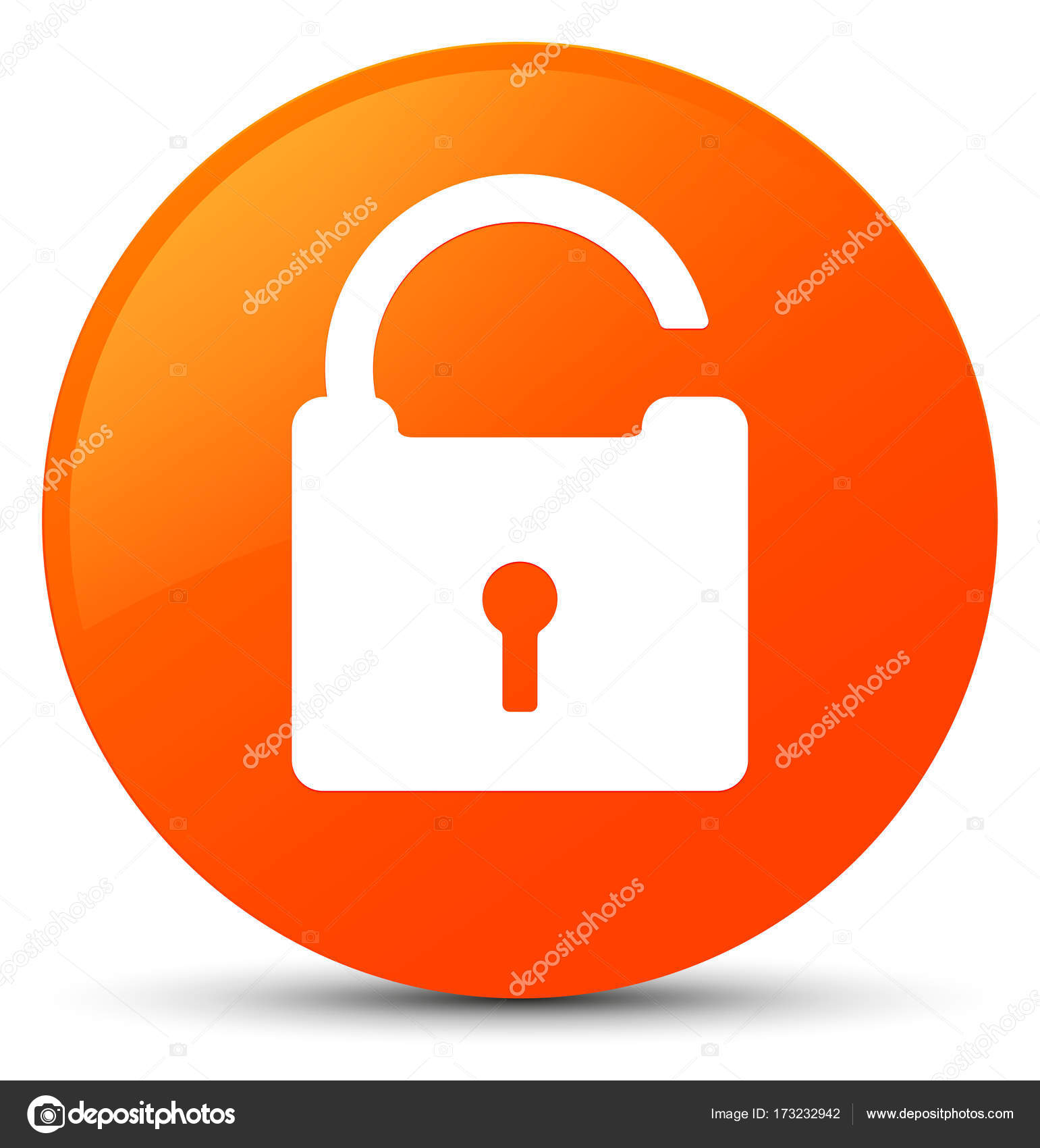 Unlock icon orange round button — Stock Photo © FR_Design #173232942