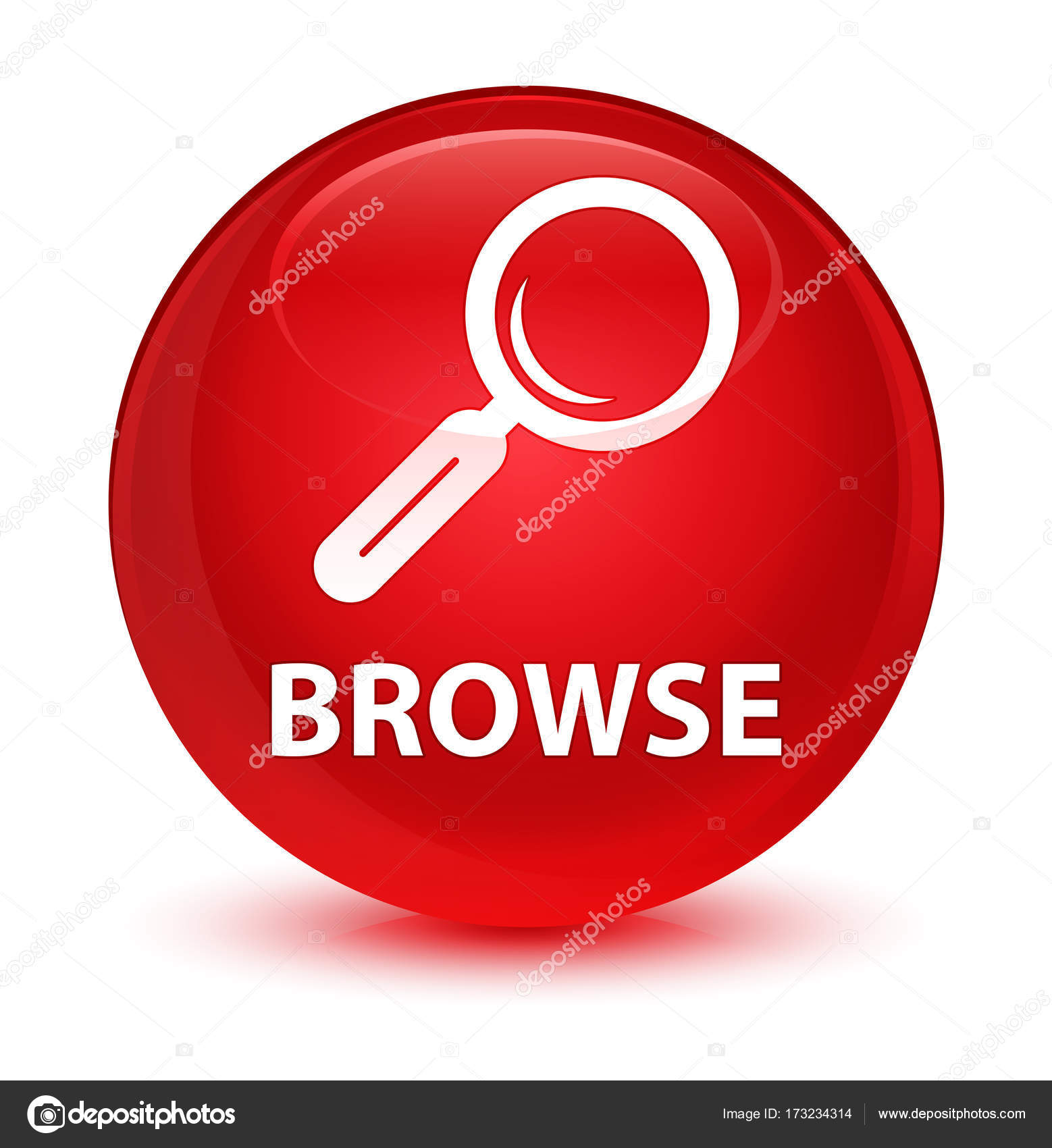 Browse glassy red round button — Stock Photo © FR_Design #173234314