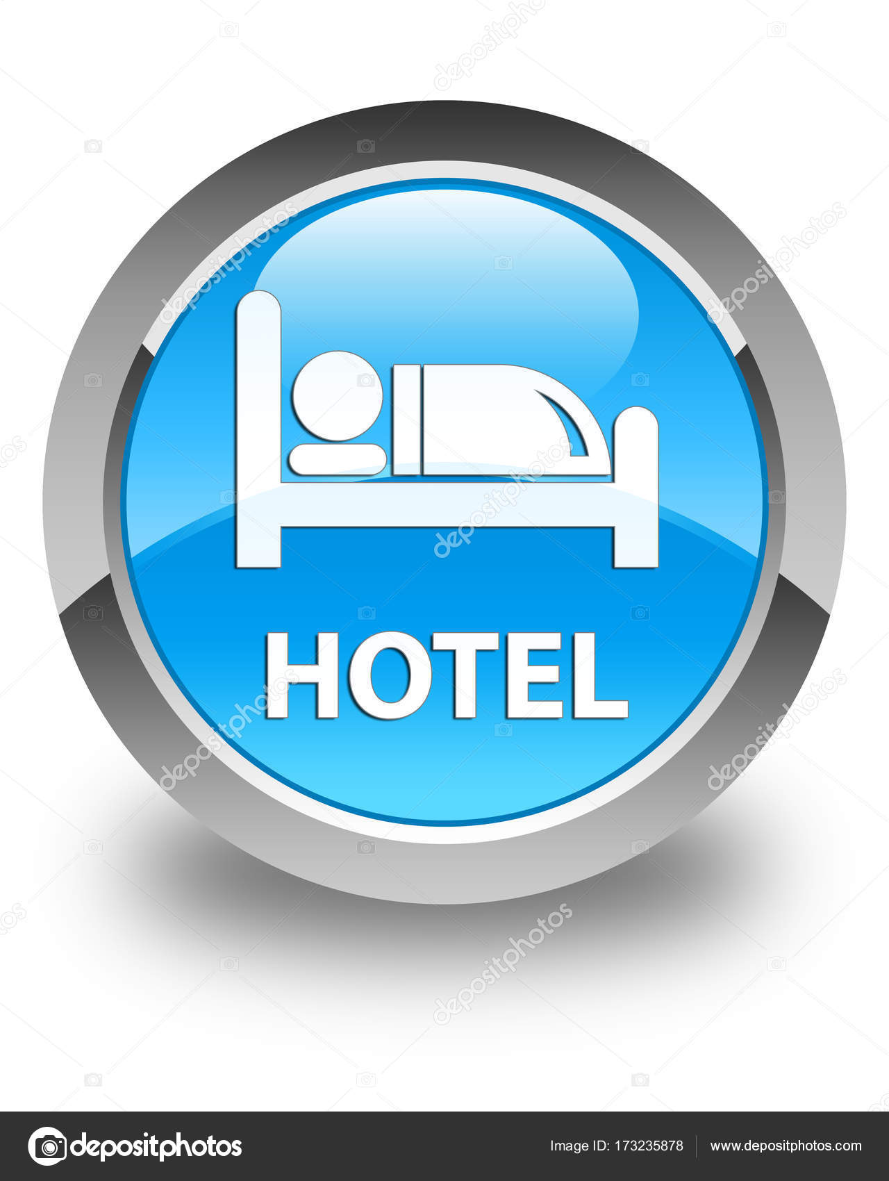 Hotel glossy cyan blue round button — Stock Photo © FR_Design #173235878