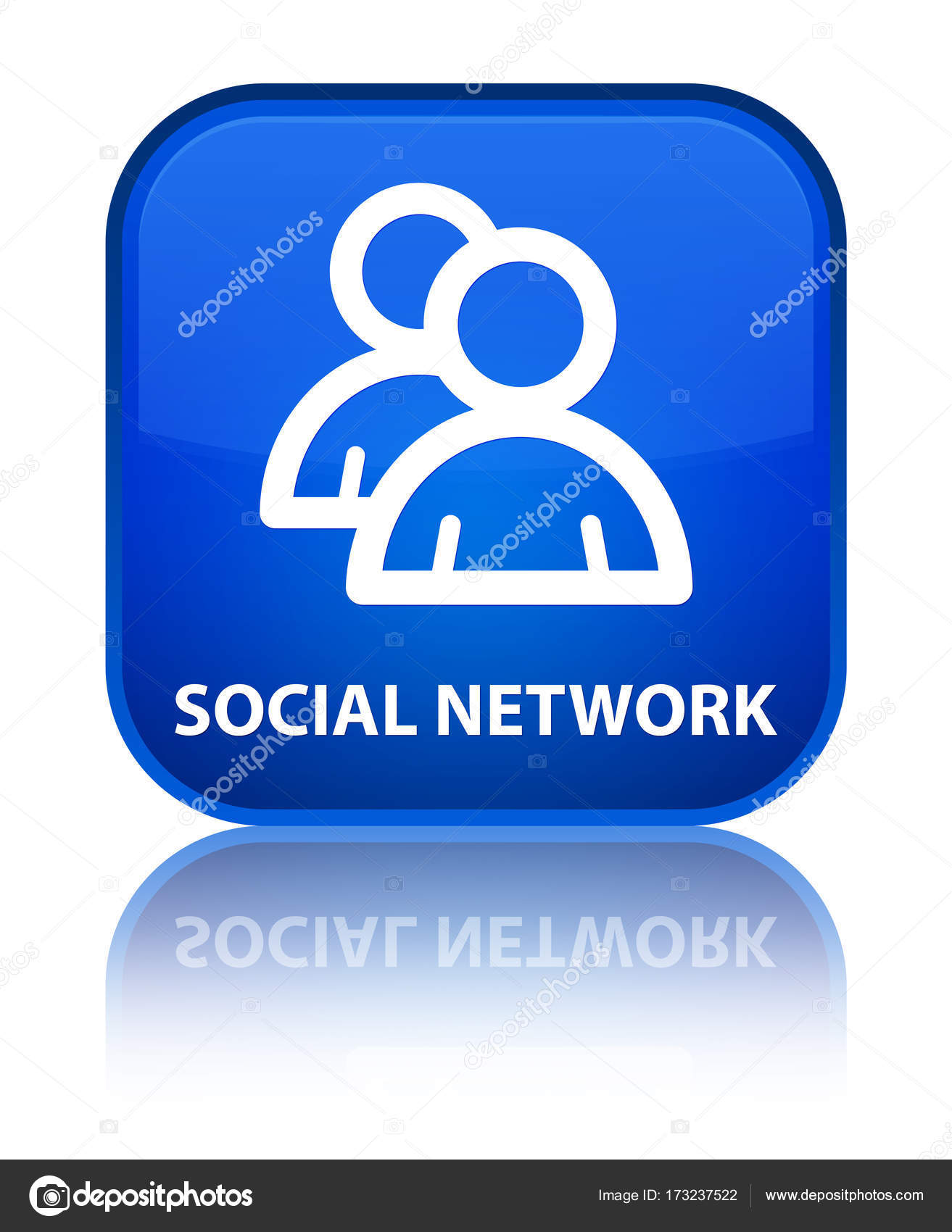 Social network (group icon) special blue square button — Stock Photo ...