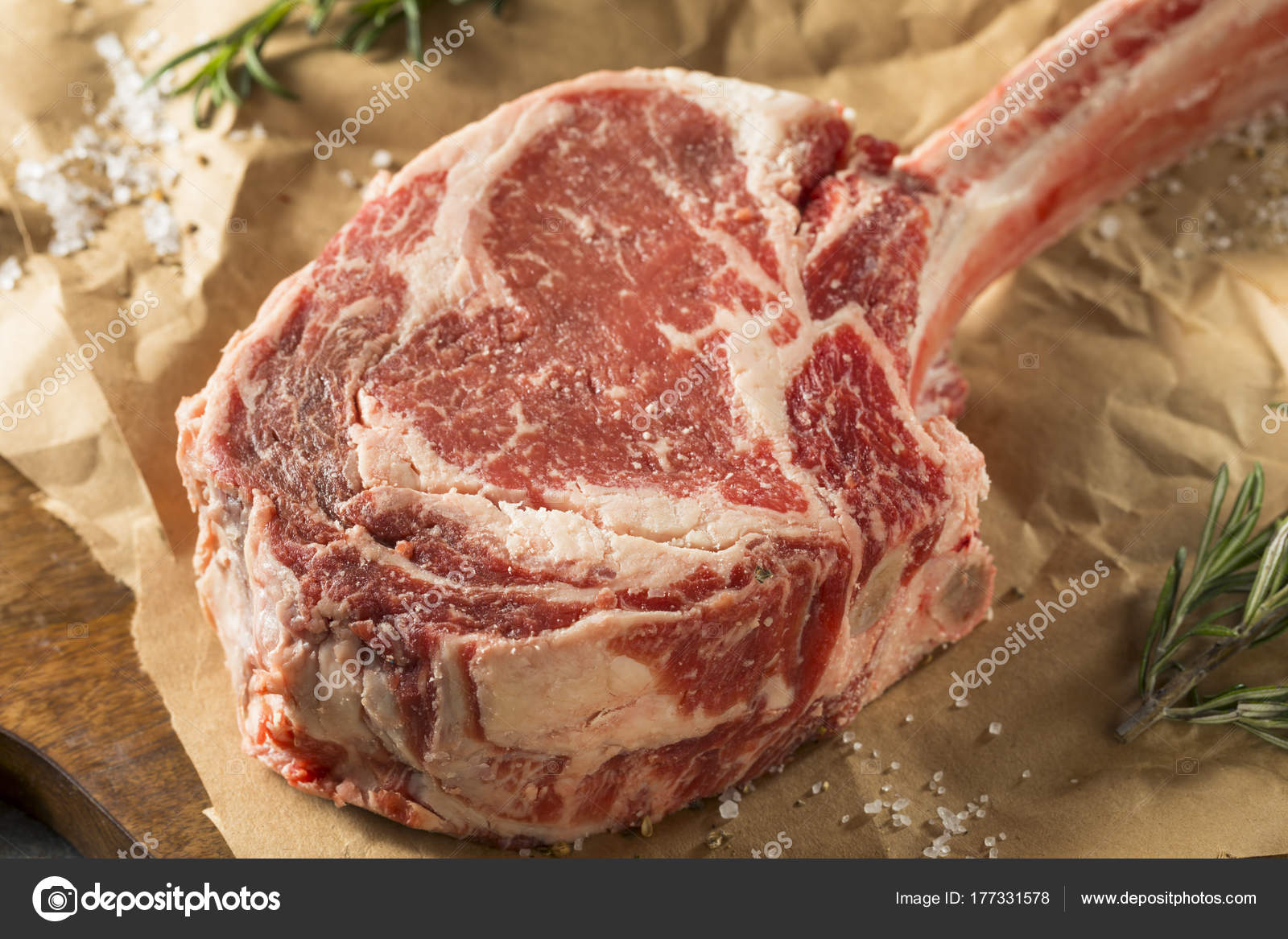 Raw Red Grass Fed Tomahawk Steaks Stock Photo by ©bhofack2 177331578