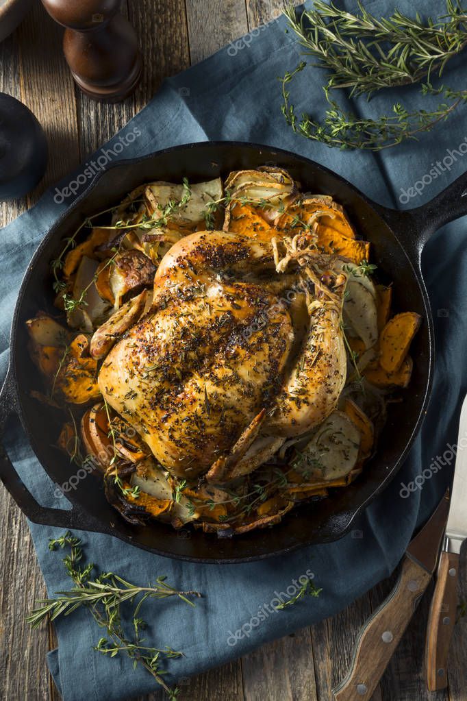 Herby casera rústica entera sartén de pollo 2023