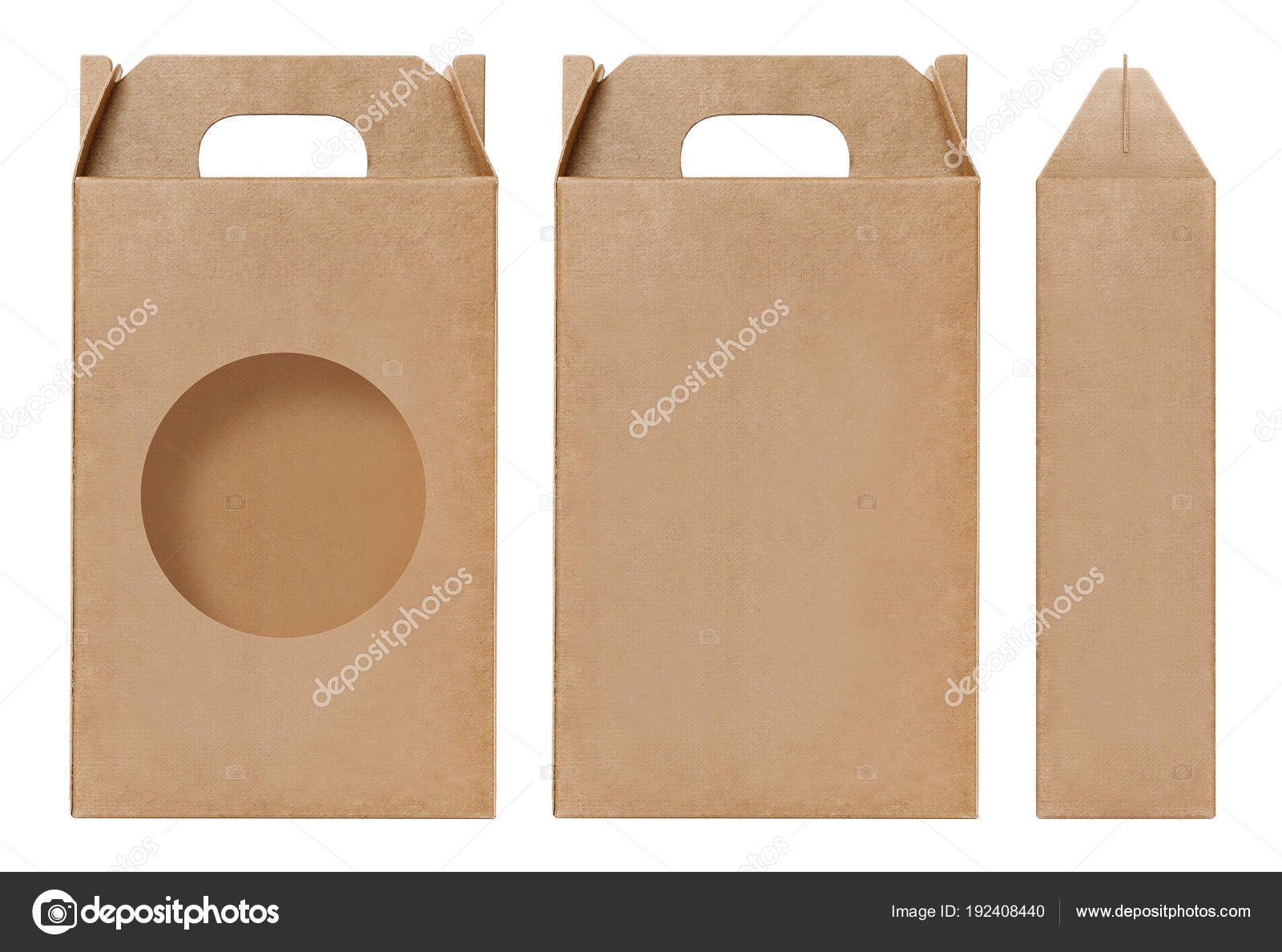 Box Brown Window Shape Cut Out Packaging Template Empty Kraft — Stock ...