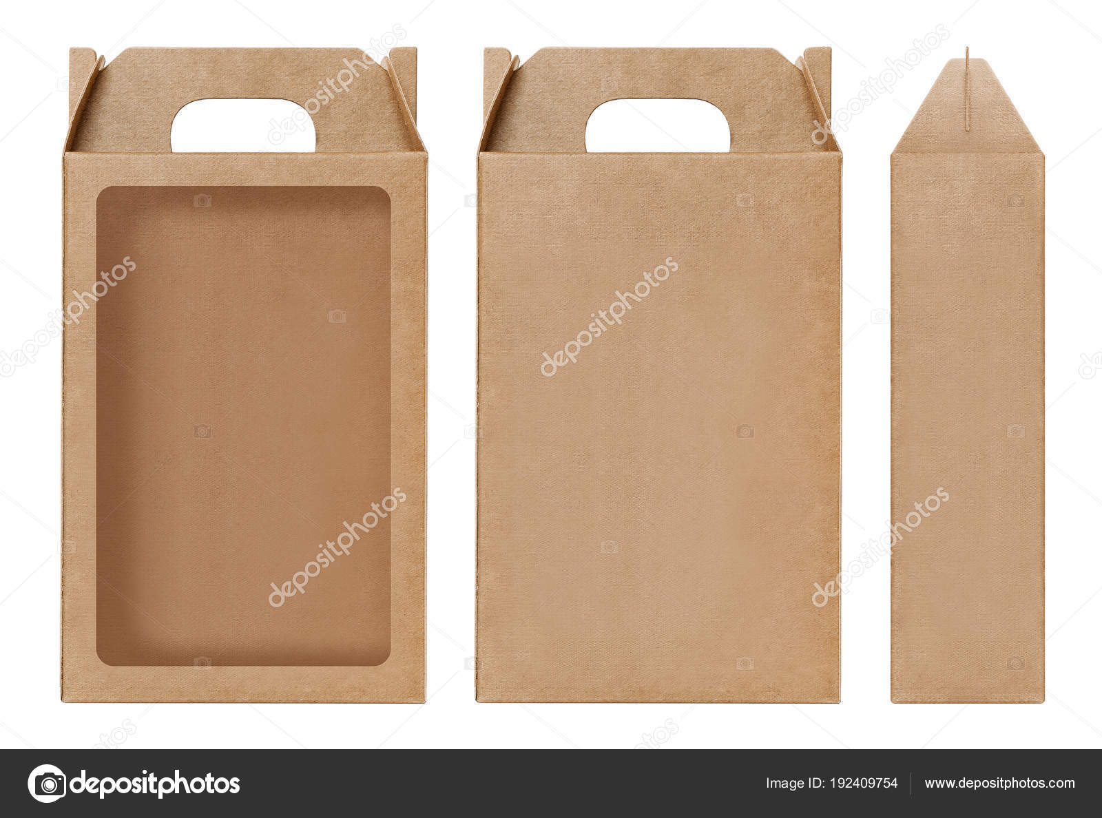 Box Brown Window Shape Cut Out Packaging Template Empty Kraft — Stock ...