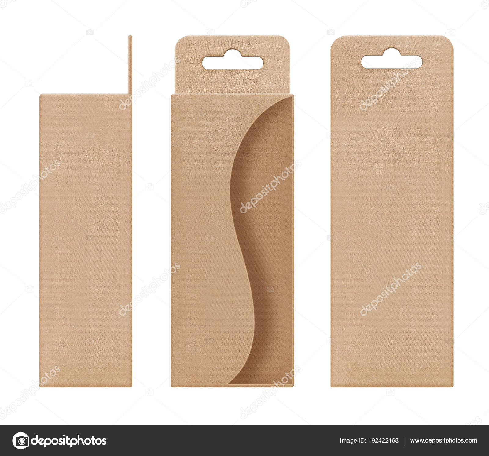 Box Packaging Box Brown Hanging Cut Out Window Shape Open — Stock Photo ...