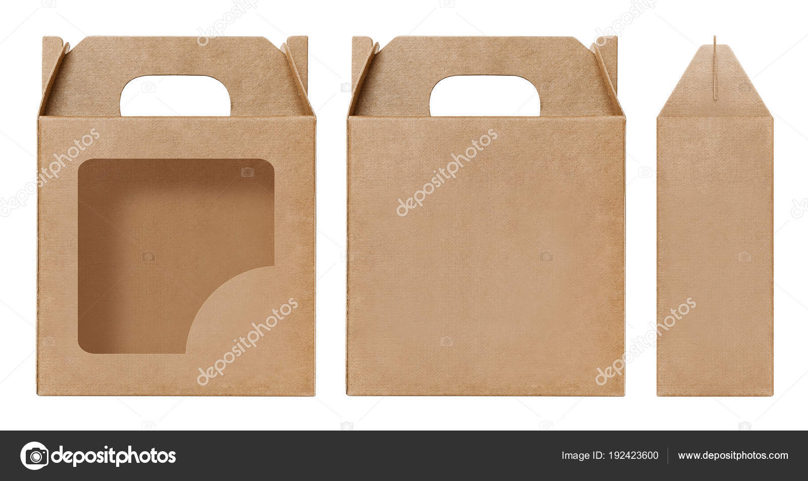Box Brown Window Shape Cut Out Packaging Template Empty Kraft — Stock ...