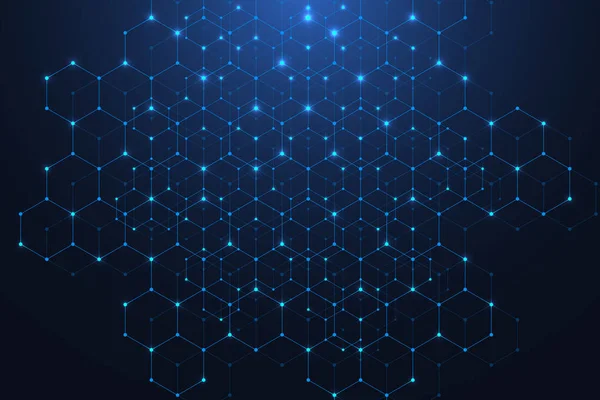 Technology abstract lines and dots connect background with hexagons. Hexagons connection digital ...
