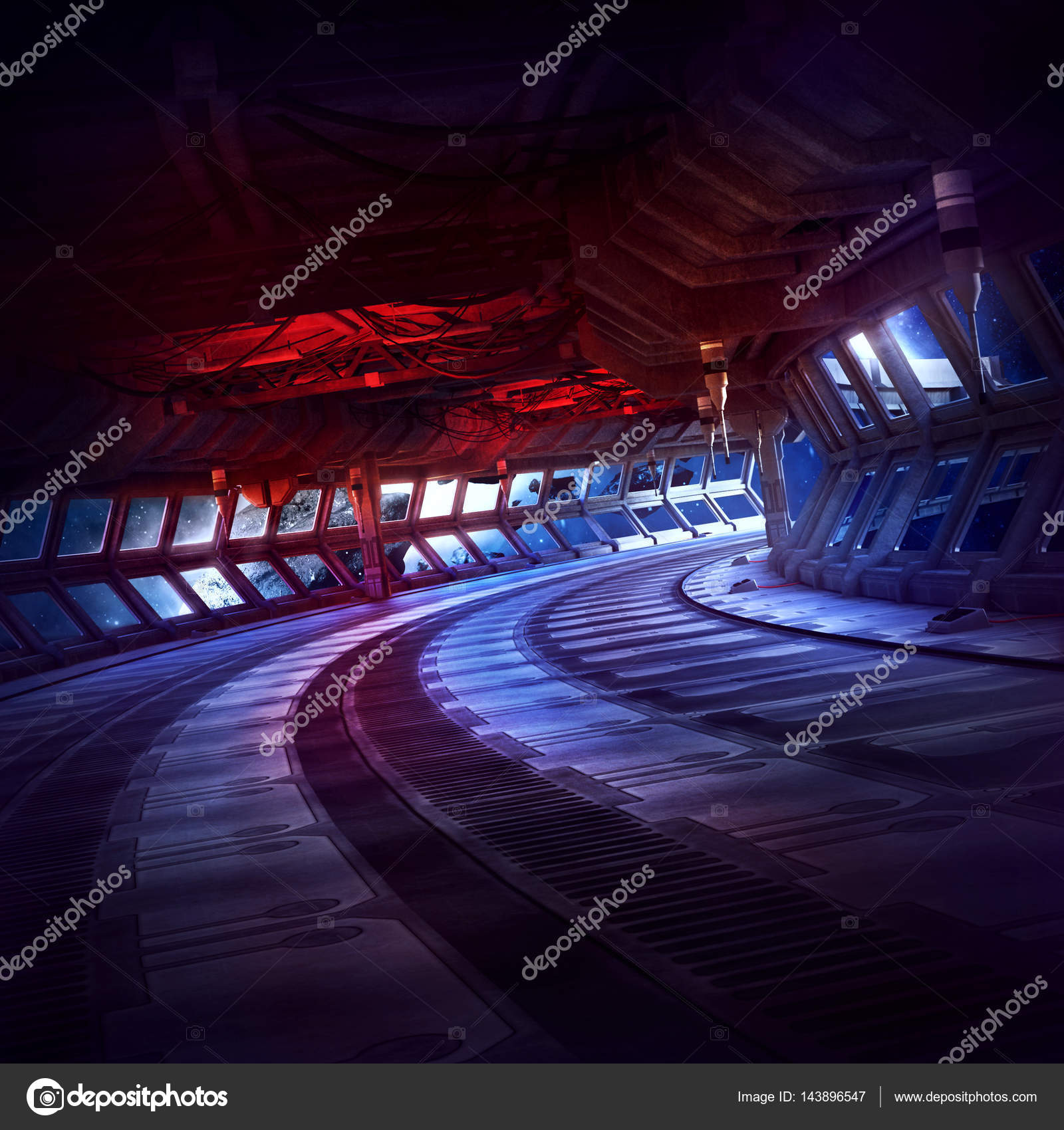 Space Station Corridor, Science Fiction or Fantasy — Stock Photo ...