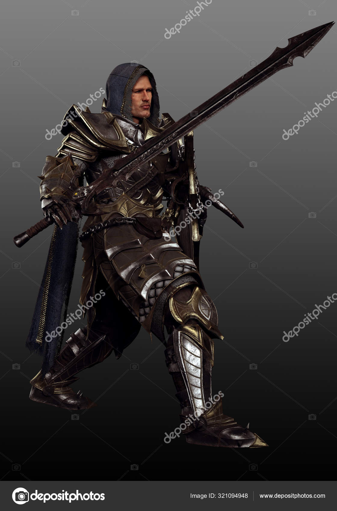 Dark Guard Fantasy Knight Armor — Stock Photo © Ravven #321094948