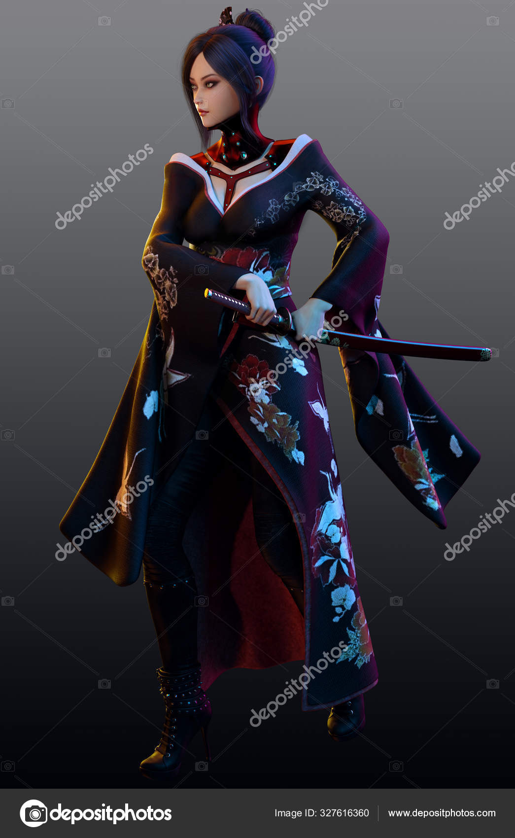 Cgi Fantasy Anime Samurai Girl Dual Katanas — Stock Photo © Ravven ...