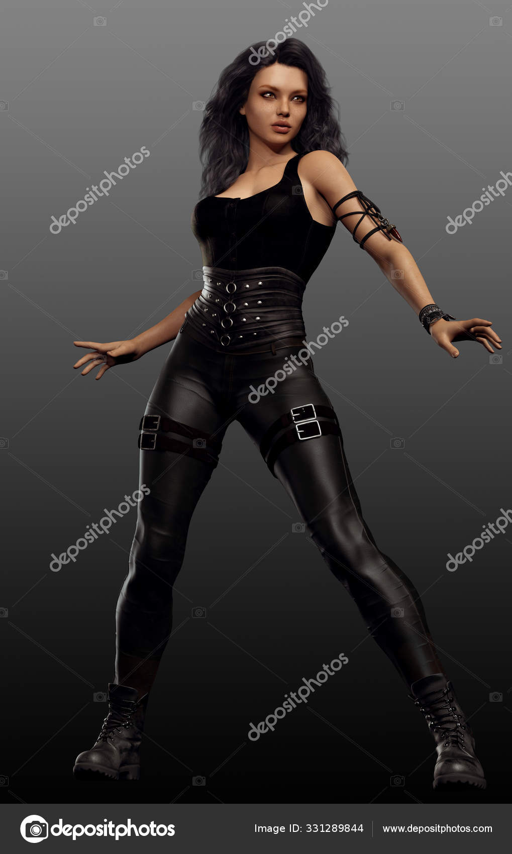 Urban Fantasy Mage Black Leather Stock Photo by ©Ravven 331289844