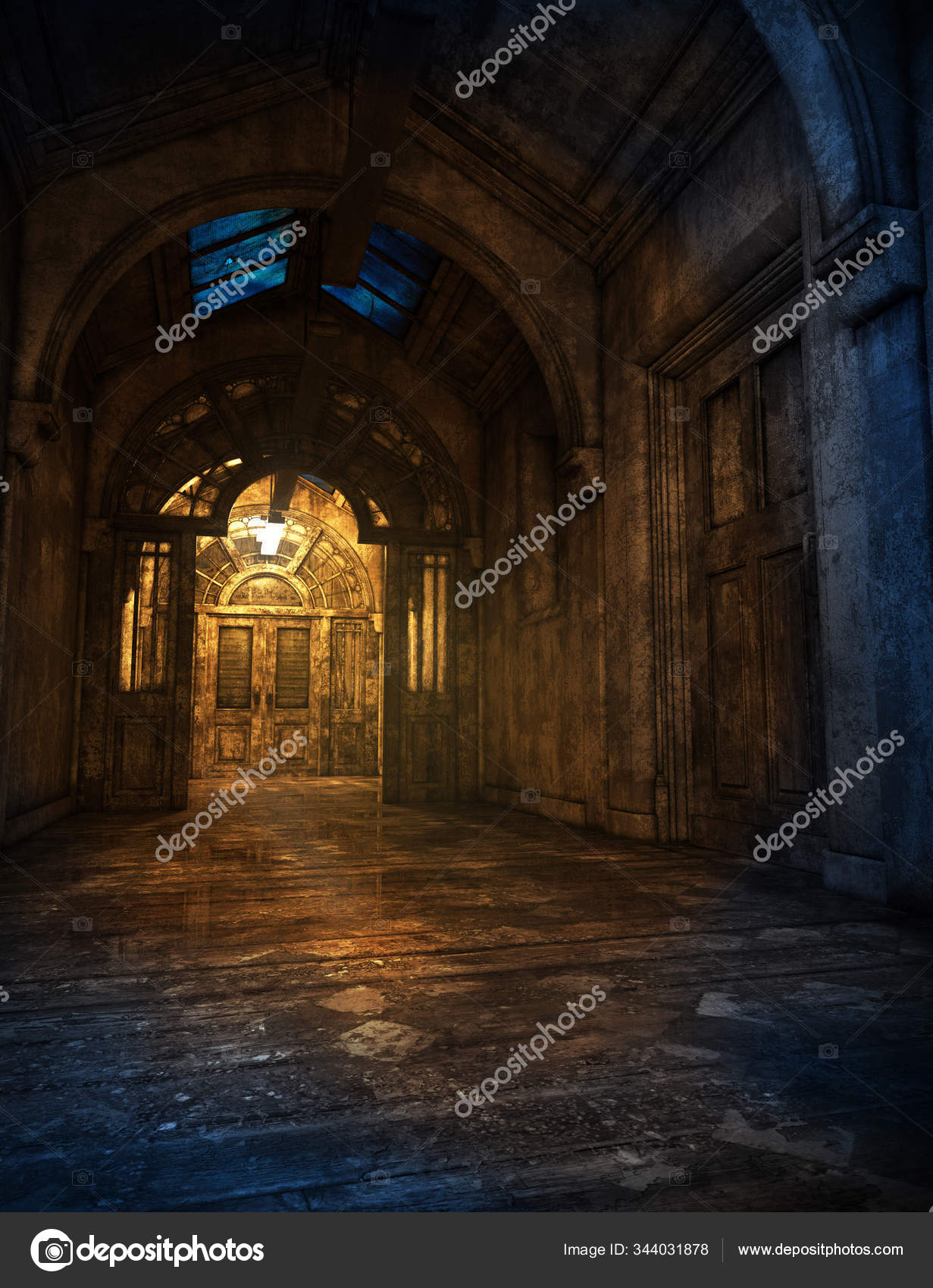 Spooky Dark Hallway Abandoned Building — Stock Photo © Ravven #344031878