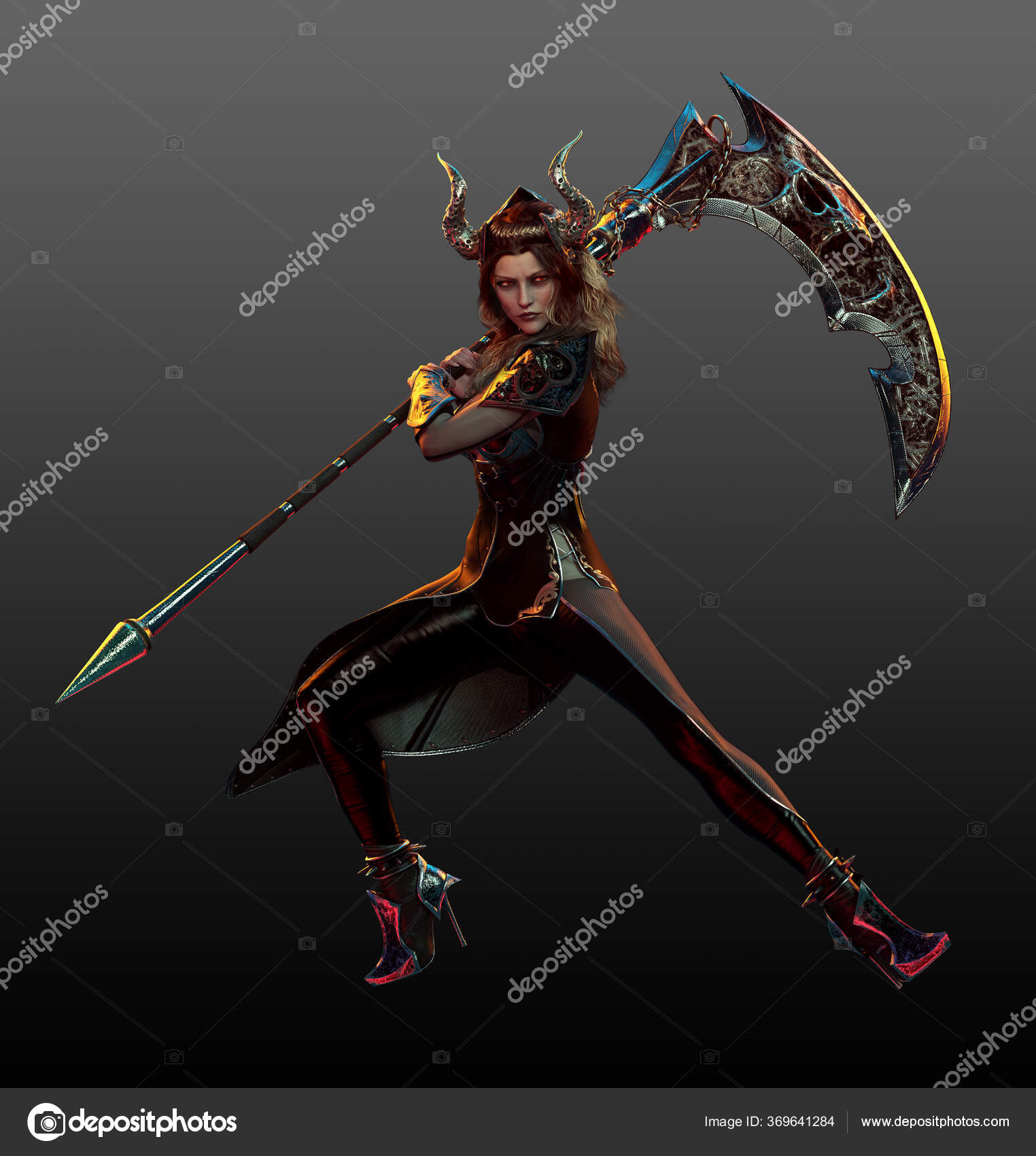 Lady Reaper Fantasy Death Woman Scythe — Stock Photo © Ravven #369641284