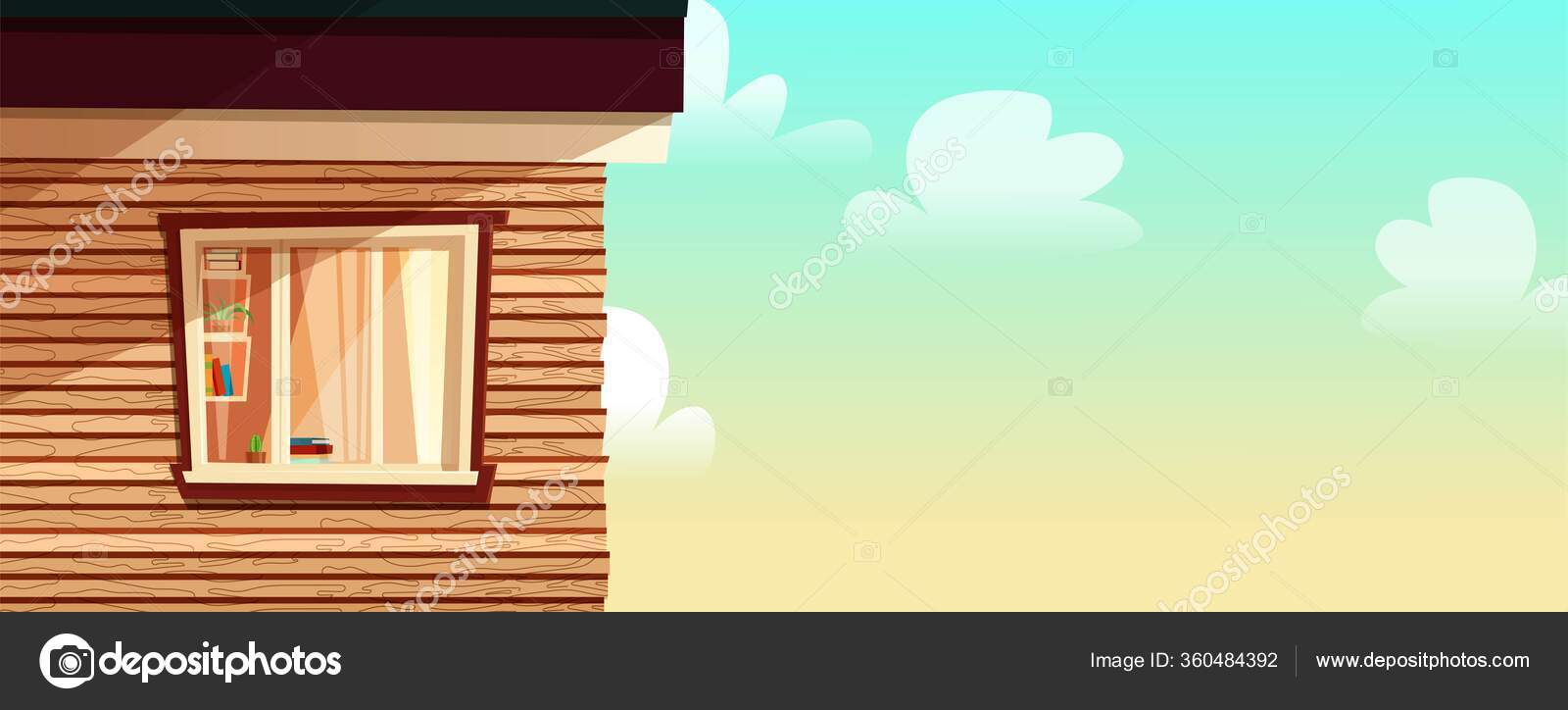 House cartoon outside concept with windows on a building, multistory ...