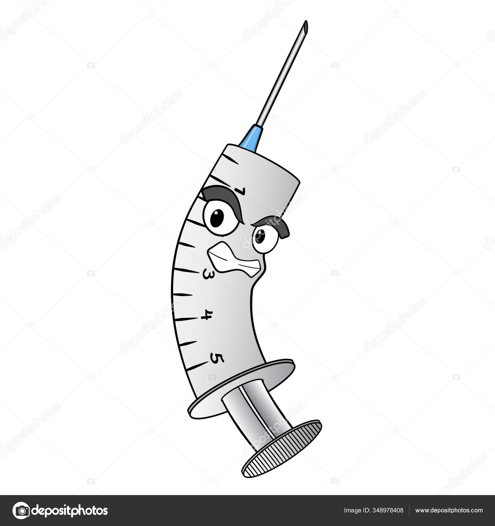 Cartoonmedical Syringe Evil Face Vector Isolated White Background Stock ...