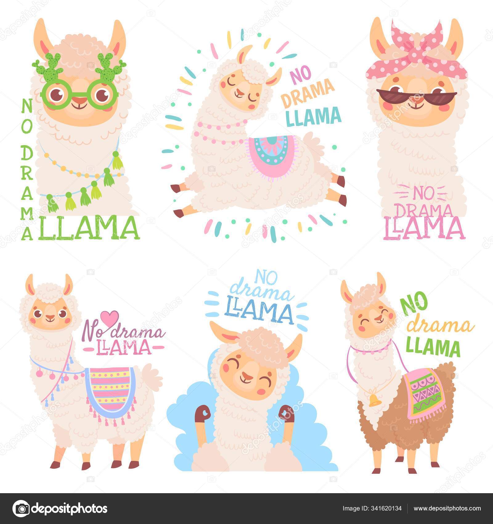 No drama llama. Funny llamas or cute alpacas quote, happy mexican ...