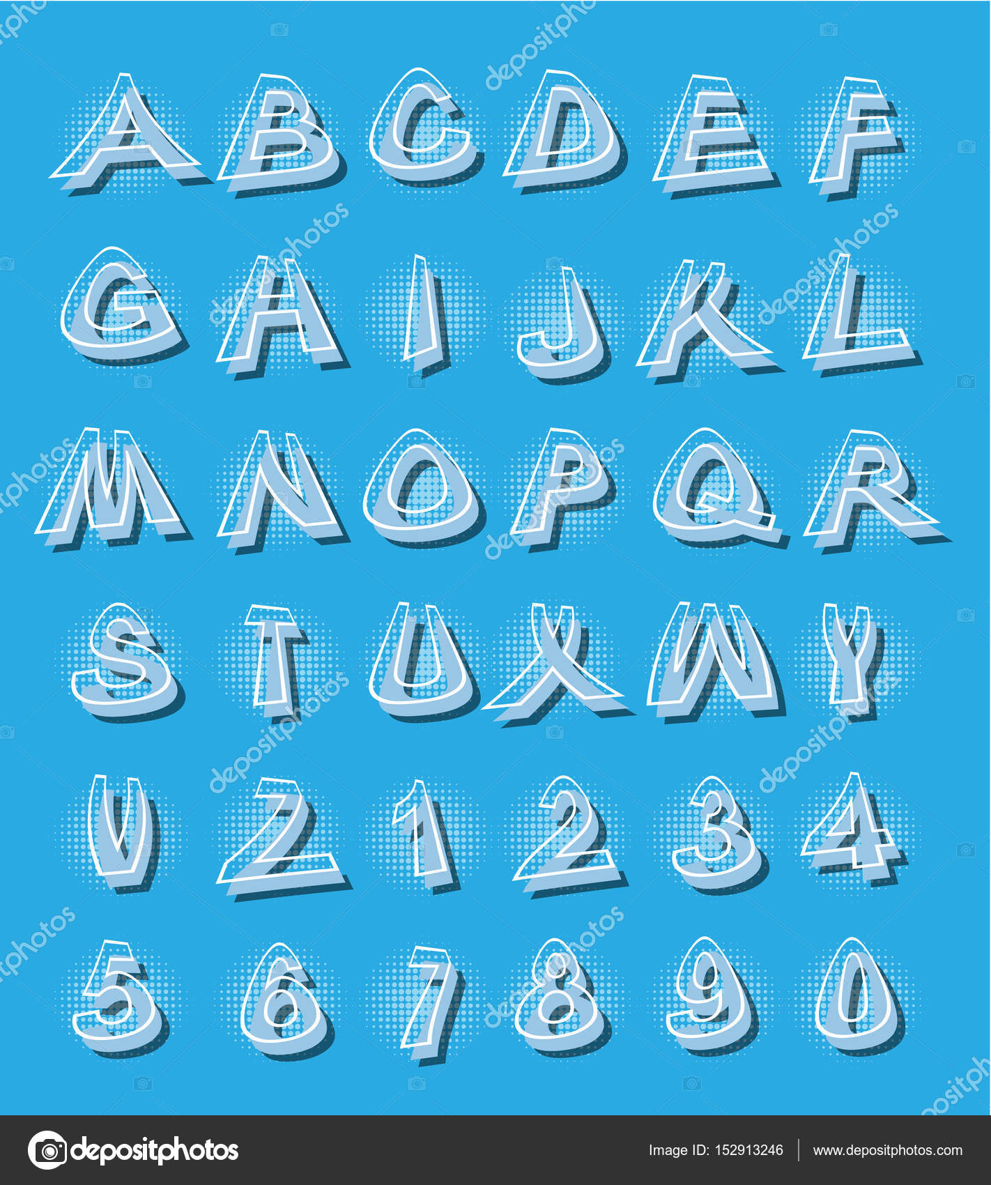 Alphabet in modern style with distorted letters with shading Stock ...