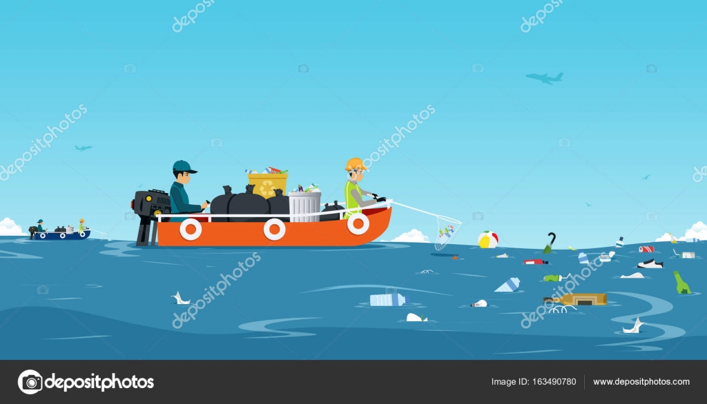 Sea garbage boat Stock Vector Image by ©intararit #163490780