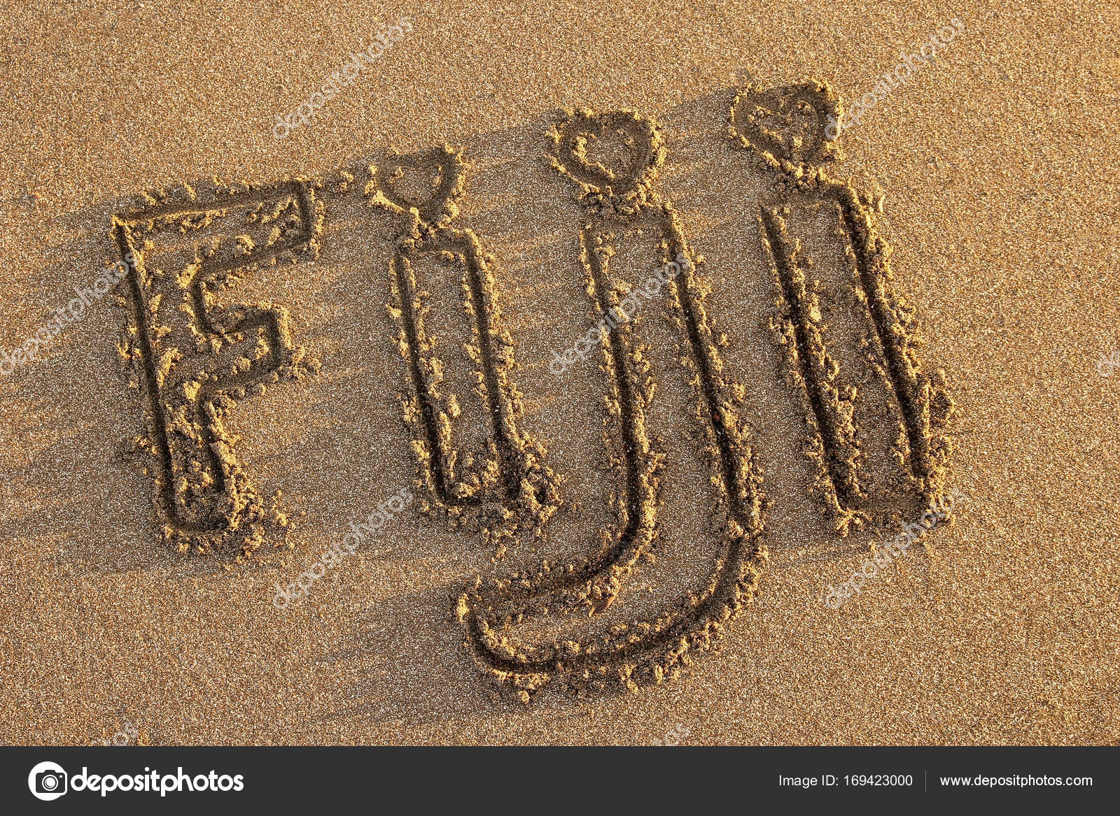 Word Fiji written on a beach — Stock Photo © DonyaNedomam #169423000
