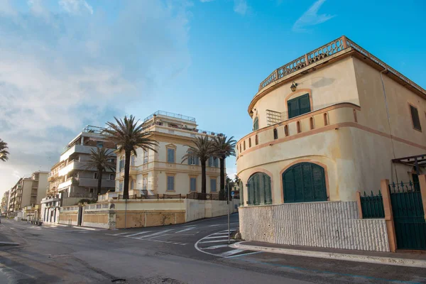 Row Buildings Coastline Cloudy Day Anzio Italy — Free Stock Photo ...