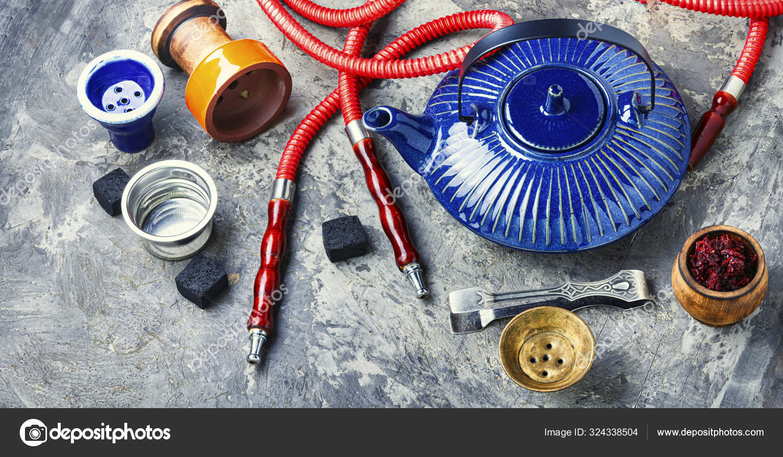 Oriental hookah and teapot. Stock Photo by ©Nikolay_Donetsk 324338504