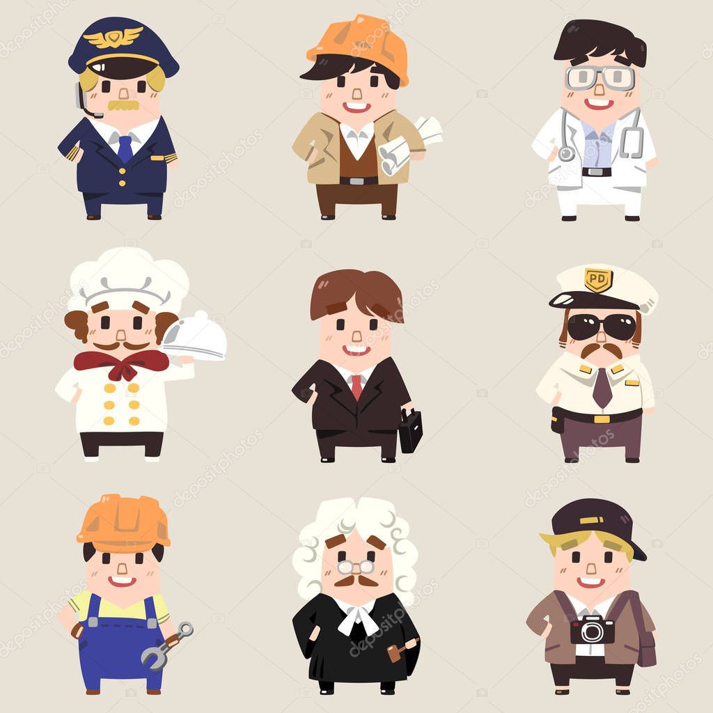Colecci n de profesiones vectoriales en lindo estilo de dibujos animados planos. Parte 1 2024