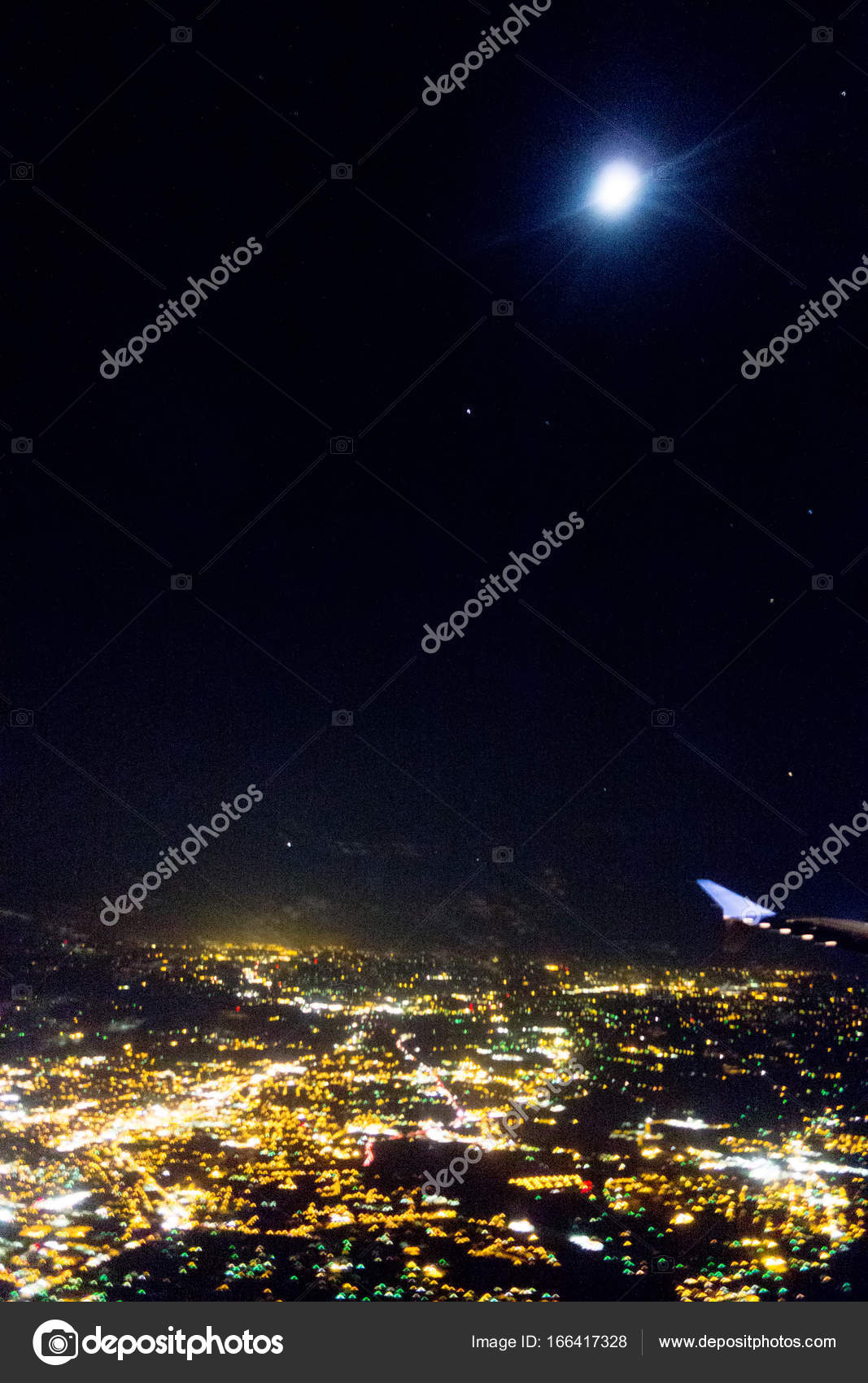 Flying at night over cities below — Stock Photo © digidream #166417328