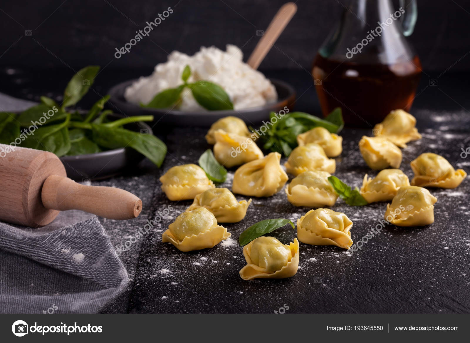 Italian Pasta Spinach Ricotta Table Stock Photo by ©Netrun78 193645550