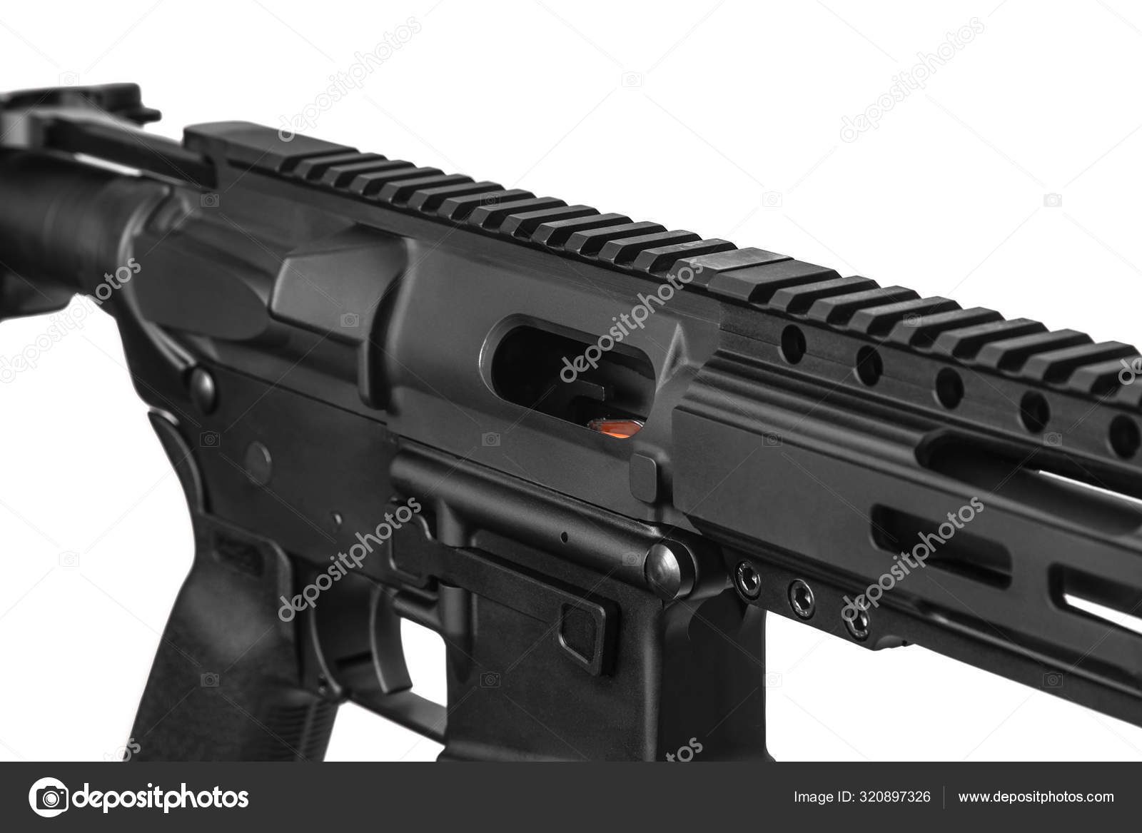 Fusil automático moderno aislado en blanco: fotografía de stock ...