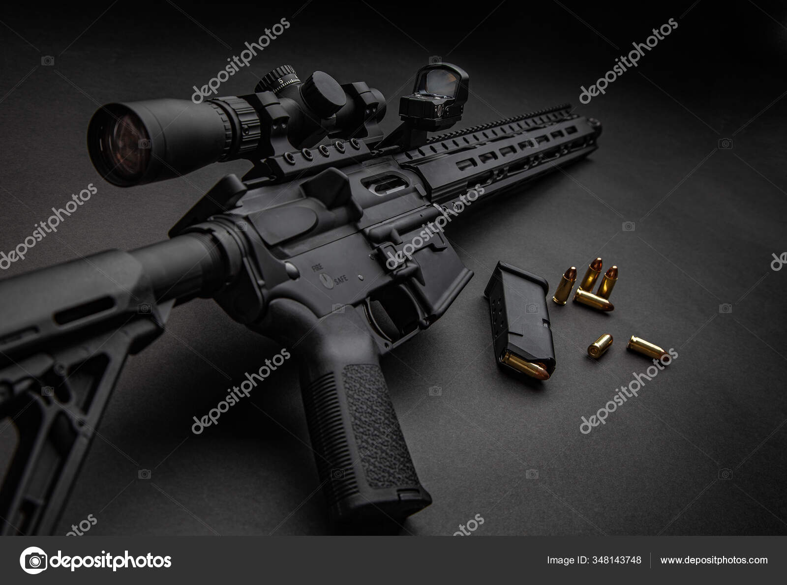 Modern Automatic Carbine Optical Collimator Sight Rifle Two Sights Dark ...