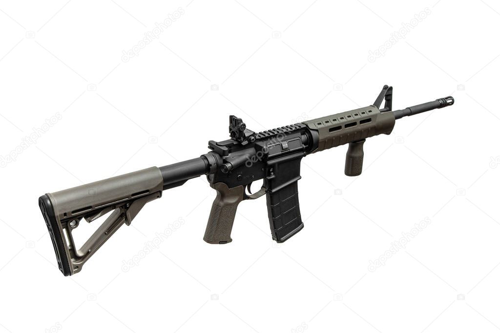 Fusil automático moderno aislado sobre fondo blanco. Armas para la ...