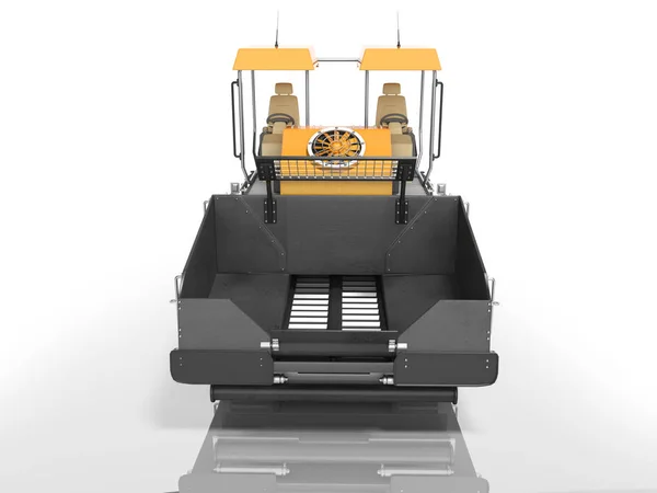 3D rendering orange caterpillar bulldozer front view on white ba ...