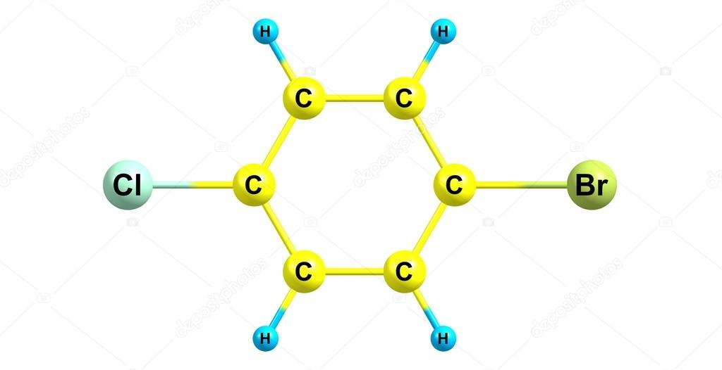 1-Bromo-4-chlorobenzene molecular structure isolated on white — Stock ...
