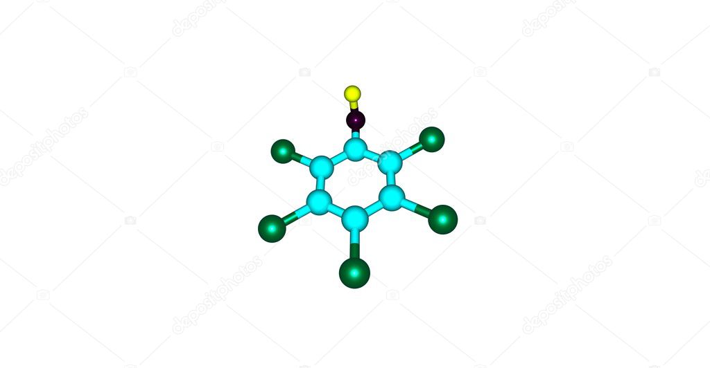 Pentachlorophenol molecular structure isolated on white — Stock Photo ...