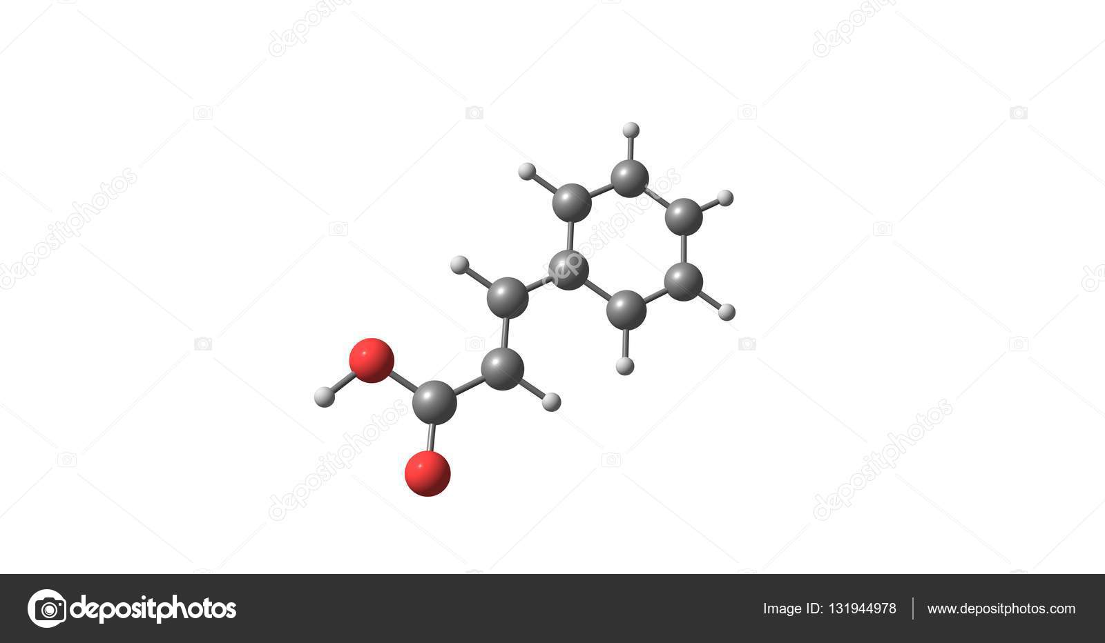 Cinnamic acid molecular structure isolated on white — Stock Photo ...