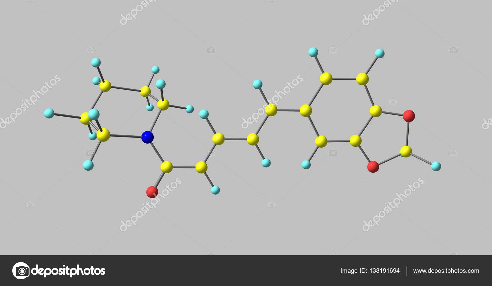 Piperine molecular structure isolated on grey — Stock Photo © olla ...