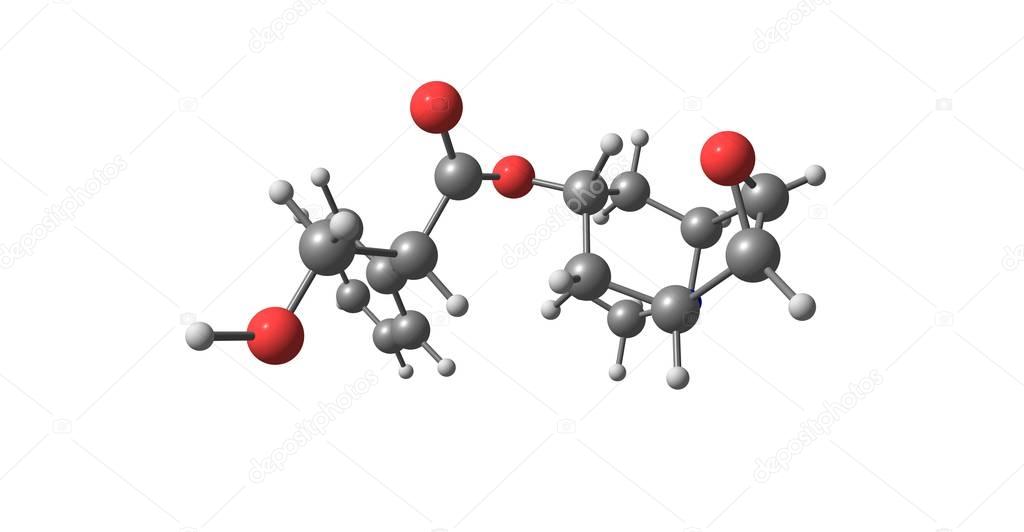 Estructura molecular de escopolamina aislada en blanco 2024