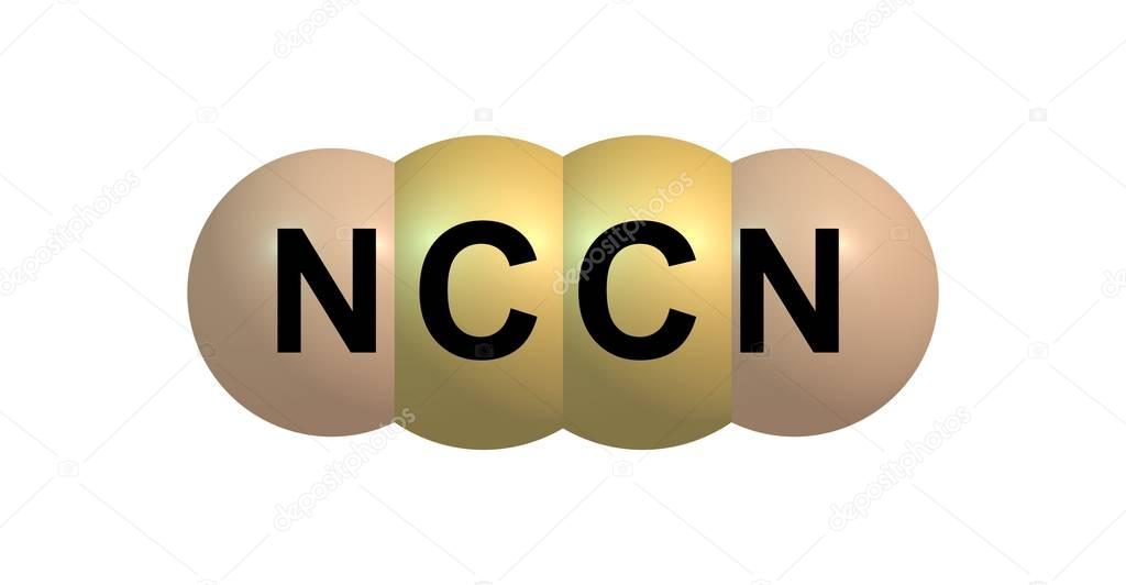 Estructura molecular de cianógeno aislada en blanco 2024