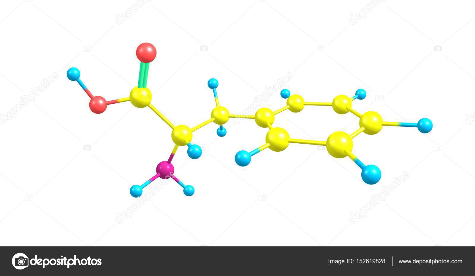 Phenylalanine molecular structure isolated on white — Stock Photo ...