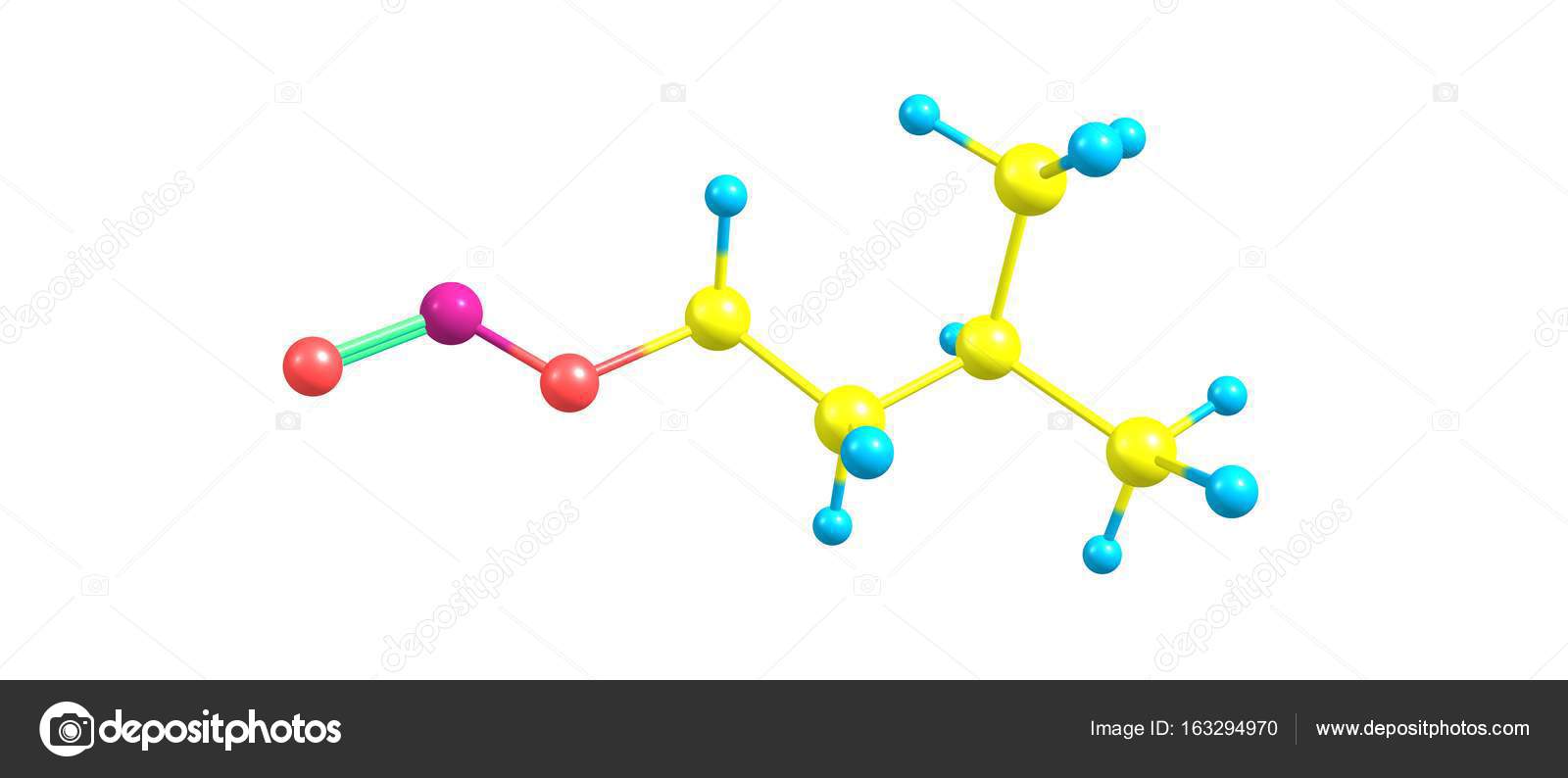 Isoamyl nitrite molecular structure isolated on white — Stock Photo ...