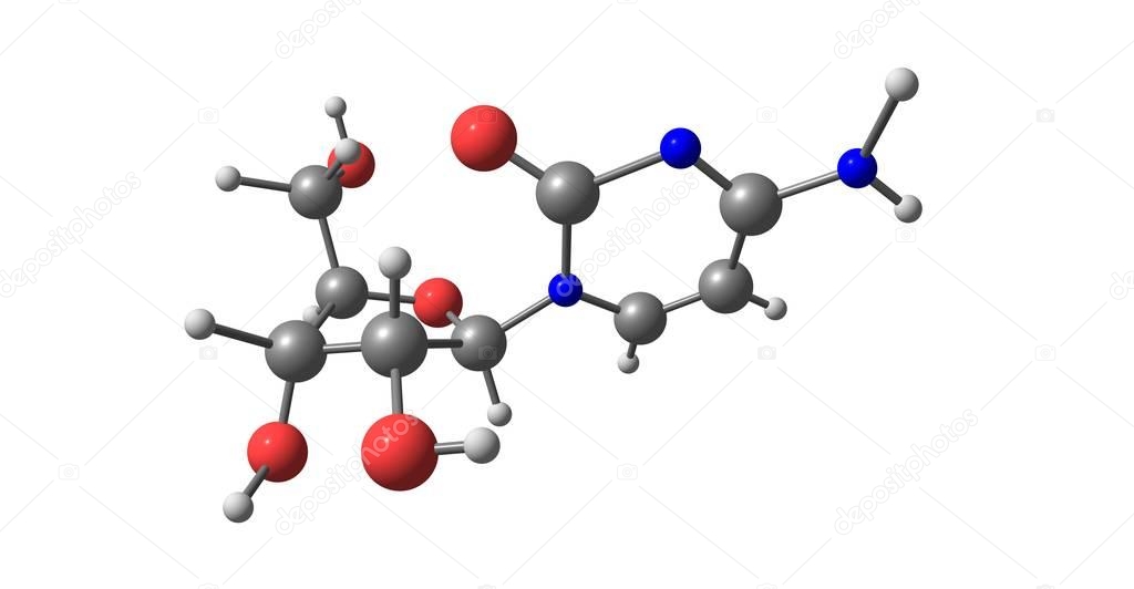 Estructura molecular de citidina aislada sobre fondo blanco 2023