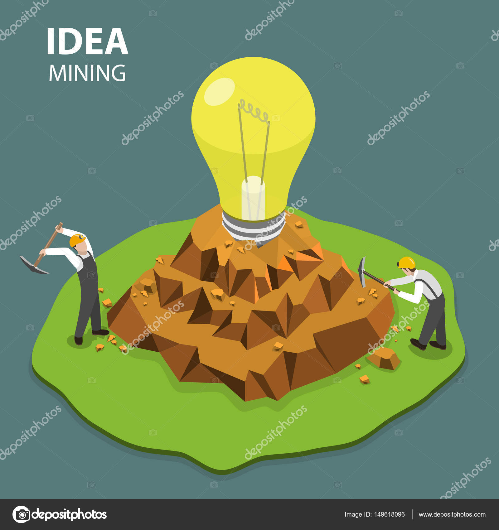 Idea mining flat isimetric vector illustration — Stock Vector © tarik_vision #149618096