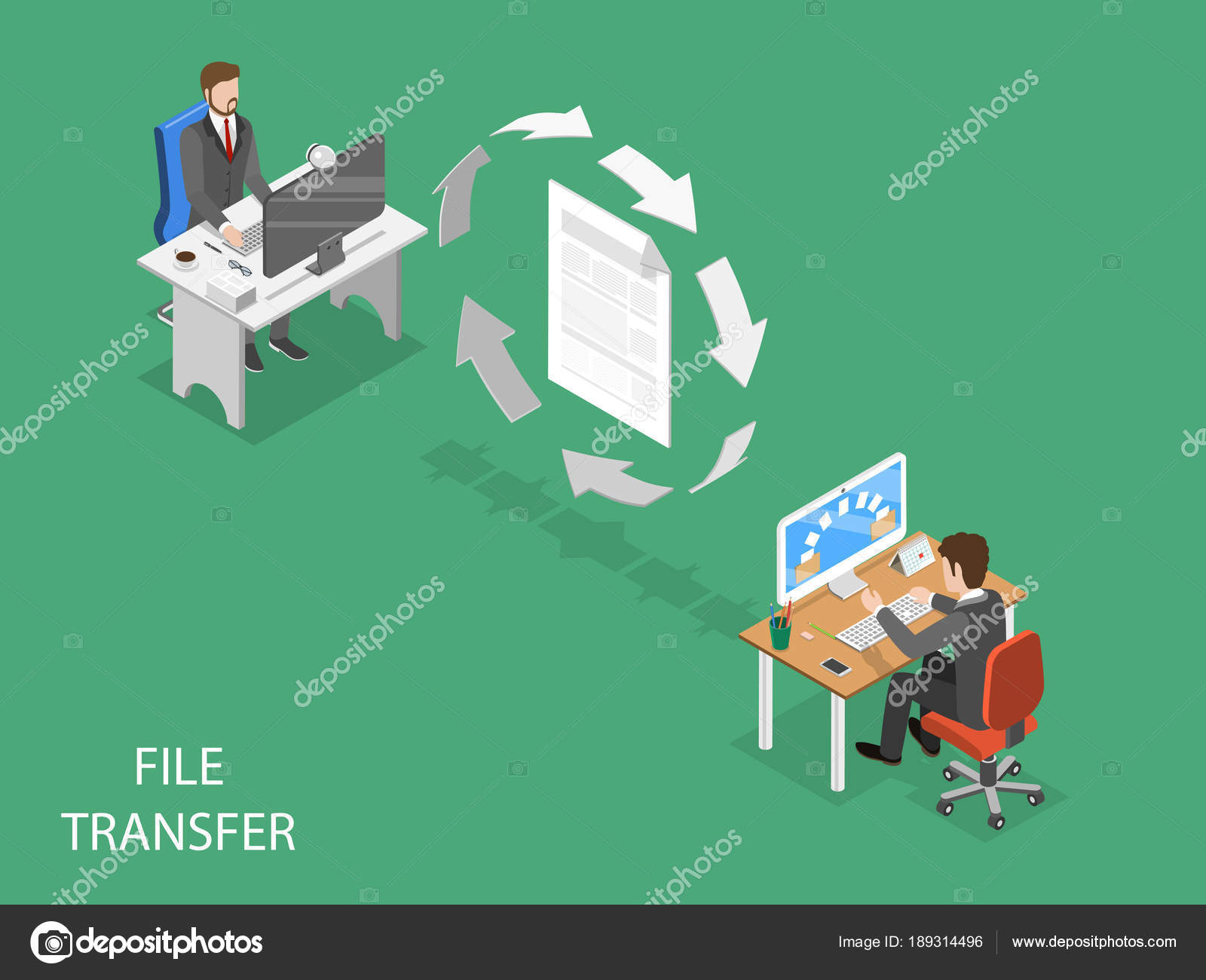 File transfer flat isometric vector concept. Stock Vector Image by ©tarik_vision #189314496