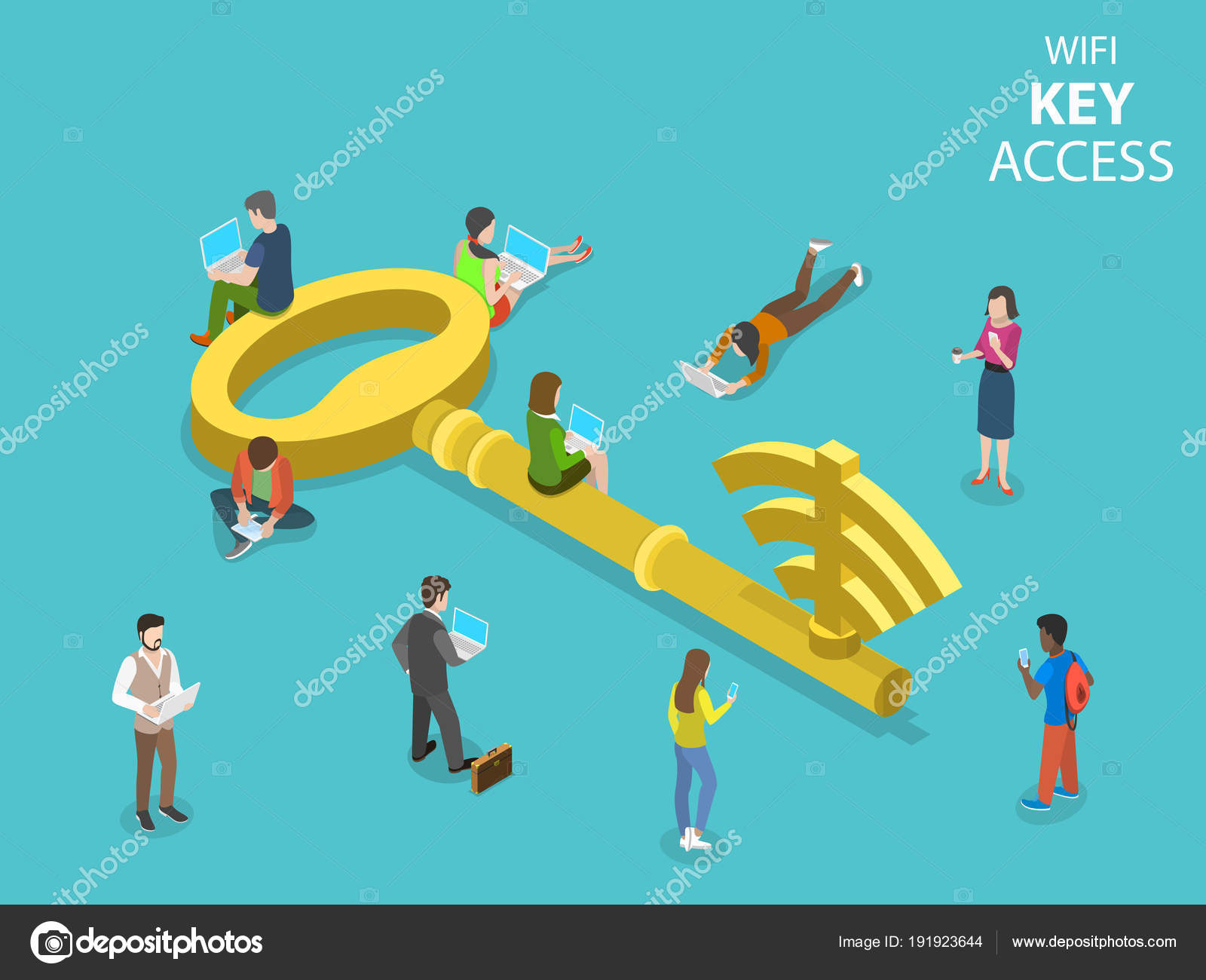 WIFI key access flat isometric vector concept. Stock Vector Image by ...