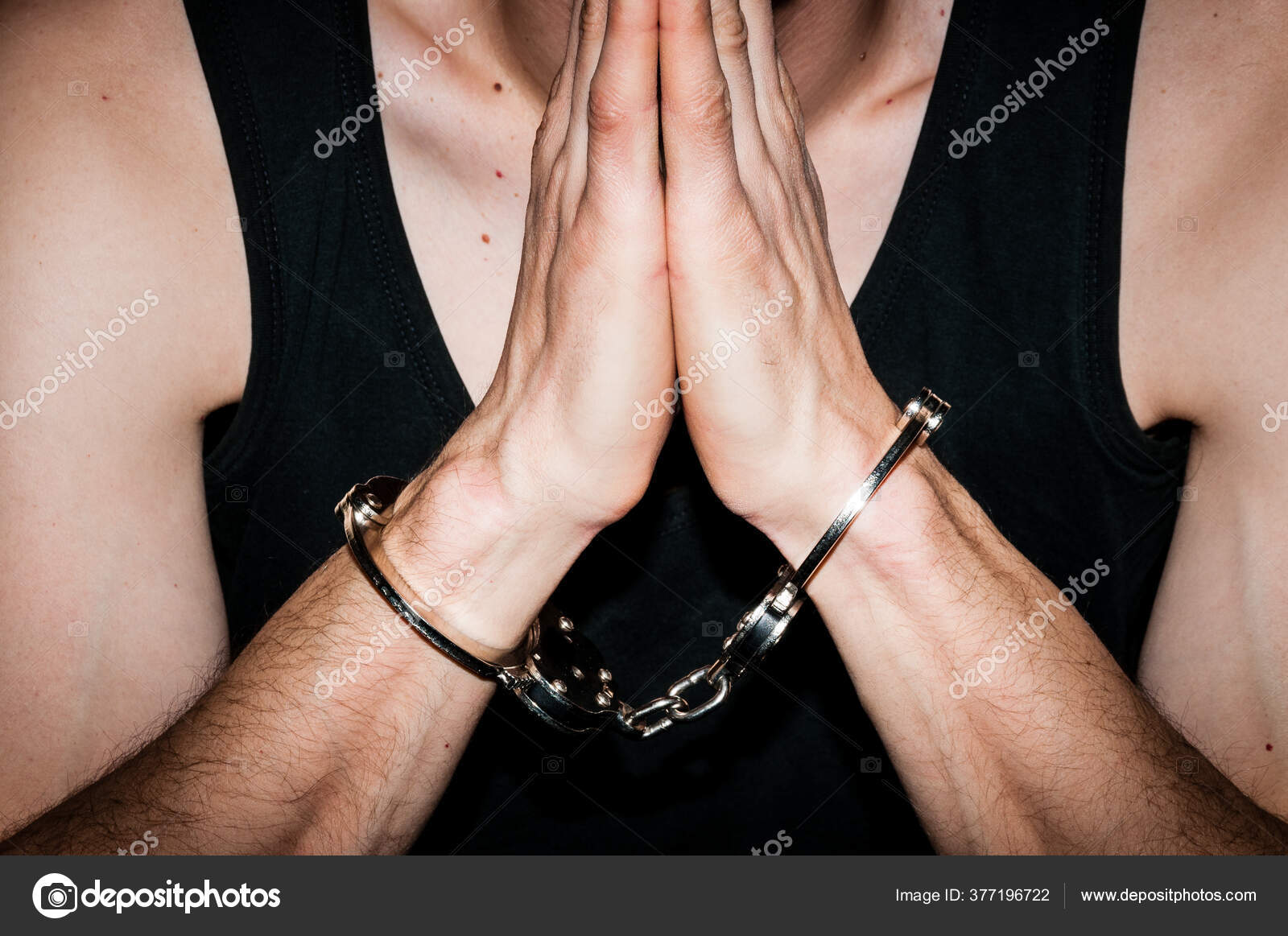 Prayer Arrested Criminal Man Handcuffs His Handcuffed Hands Pray God ...
